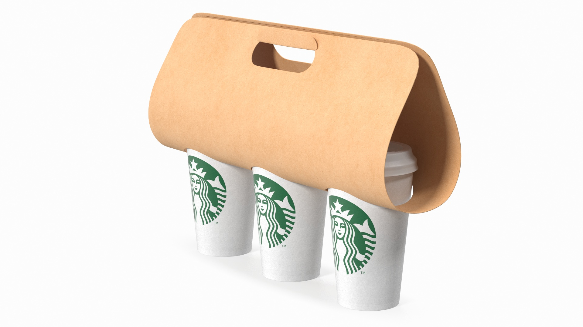 Kraft Paper Holder With Three Coffee Cups 3D Model - TurboSquid 1967525