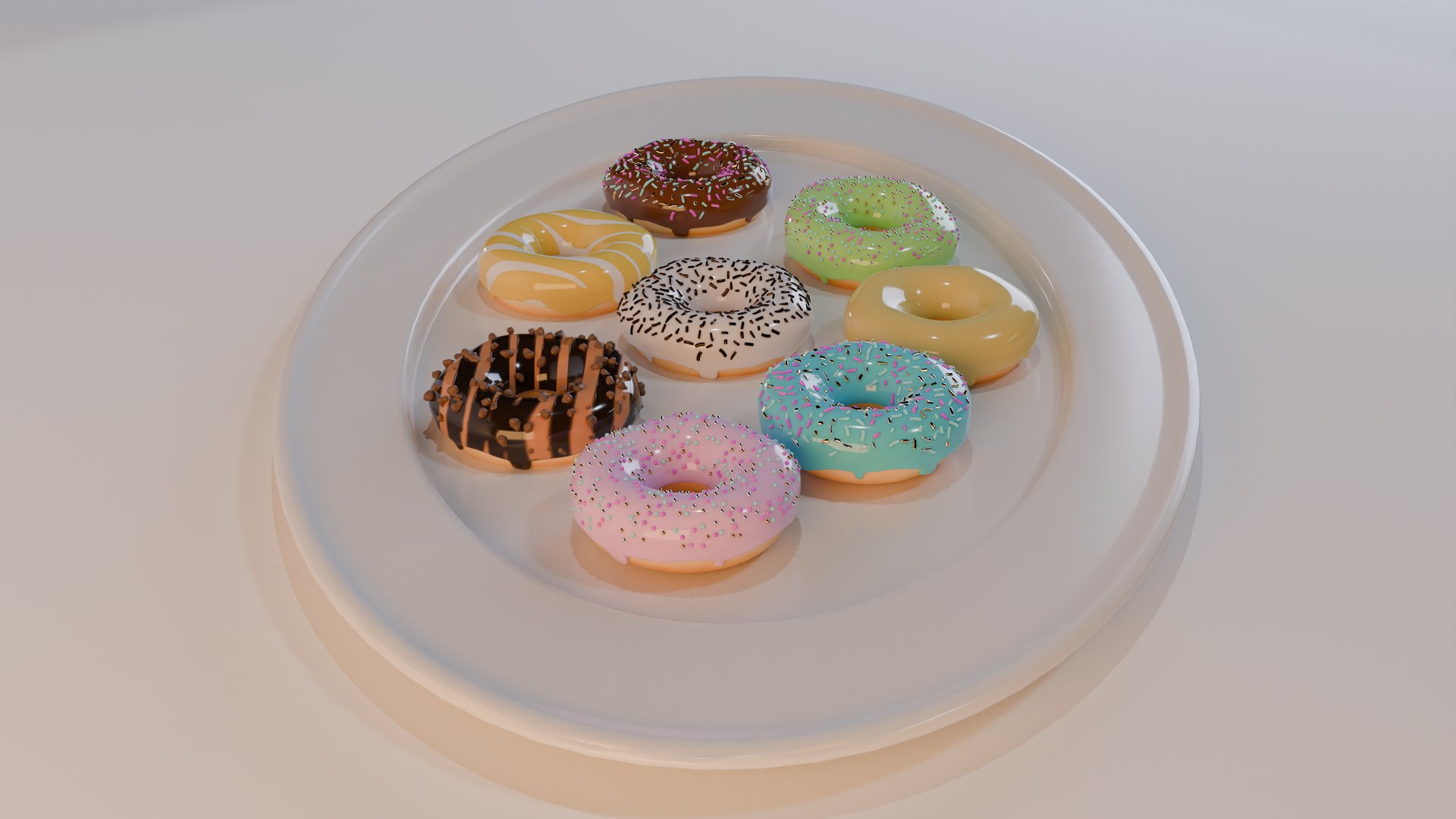 Donuts On Plate Model - TurboSquid 2252191