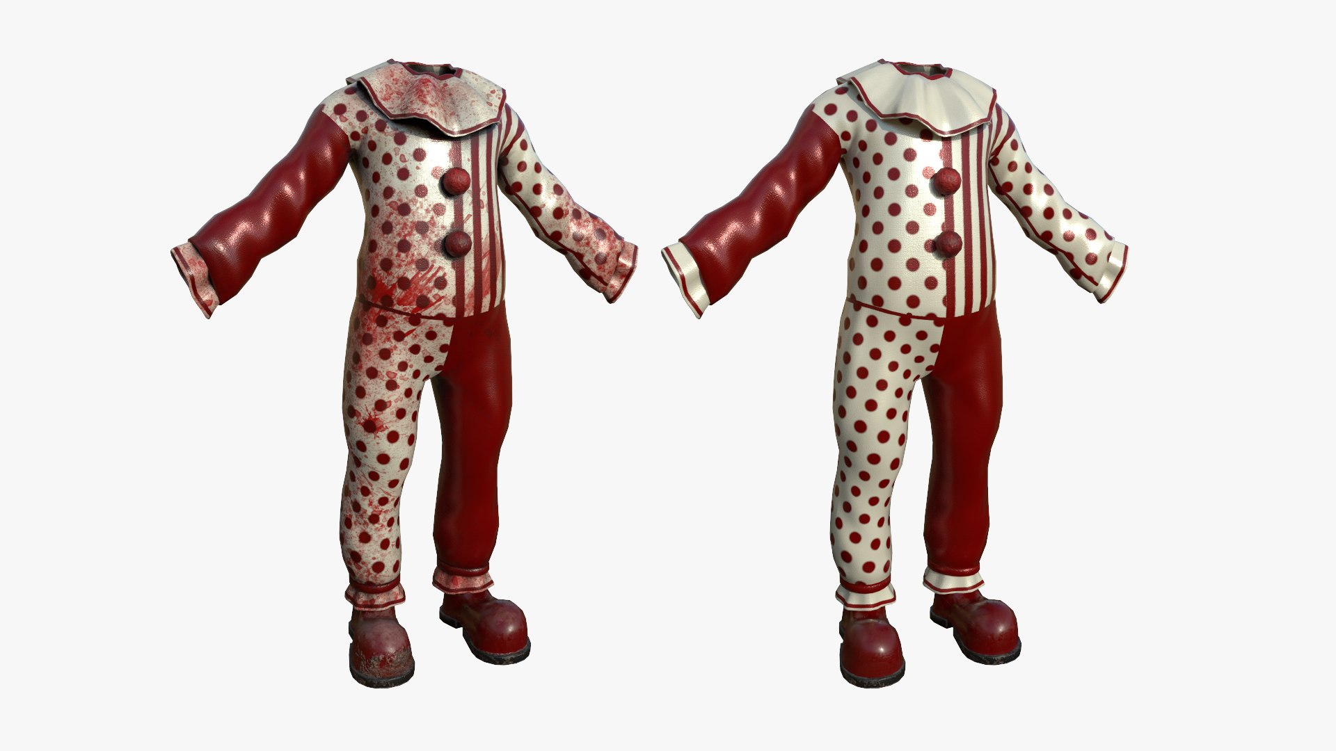 Clown Terror Outfit A01 Red White Character Design Model Turbosquid 2049606