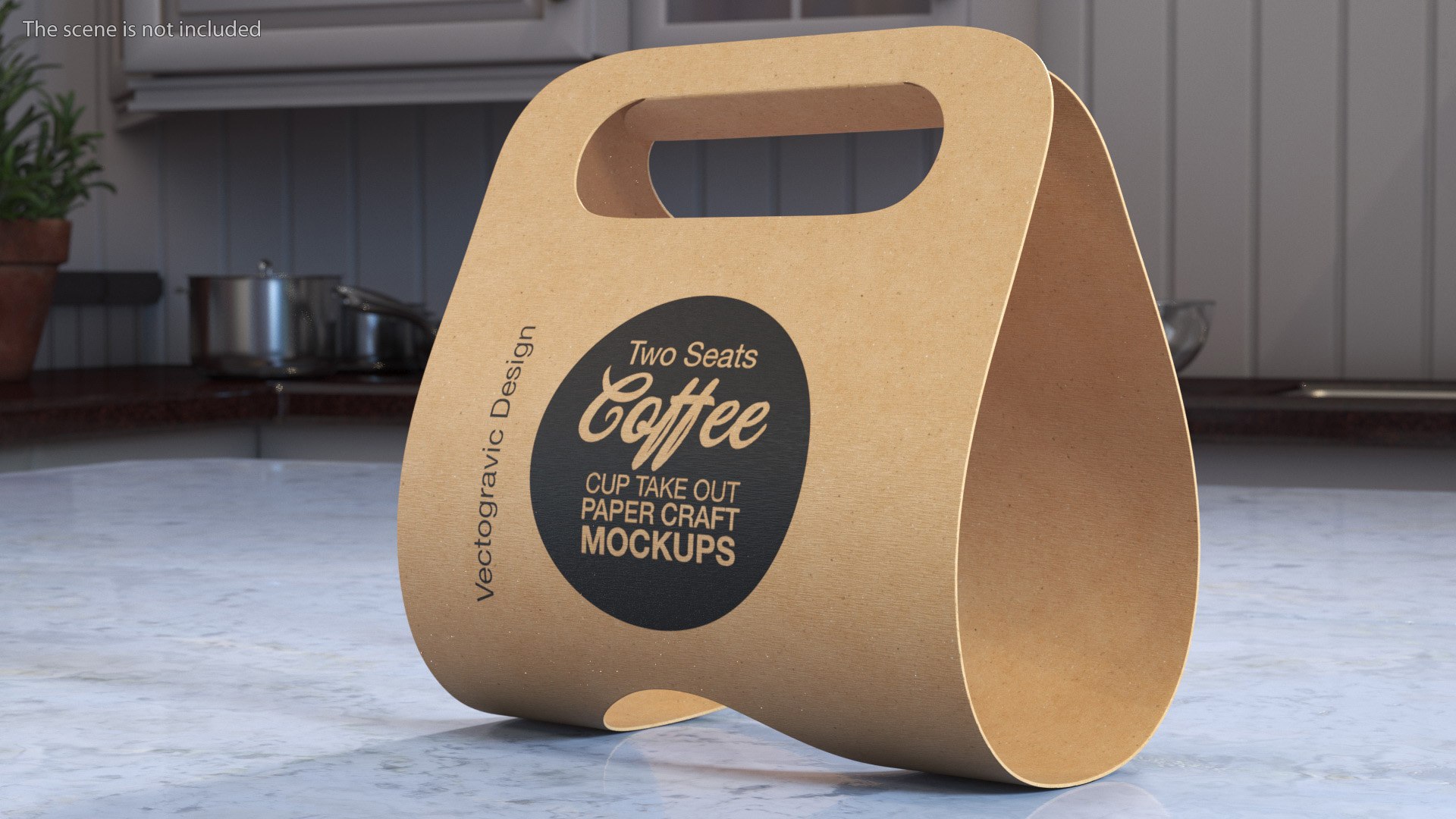 Mockup Kraft Paper Cup Holder One Cup 3D - TurboSquid 1967474