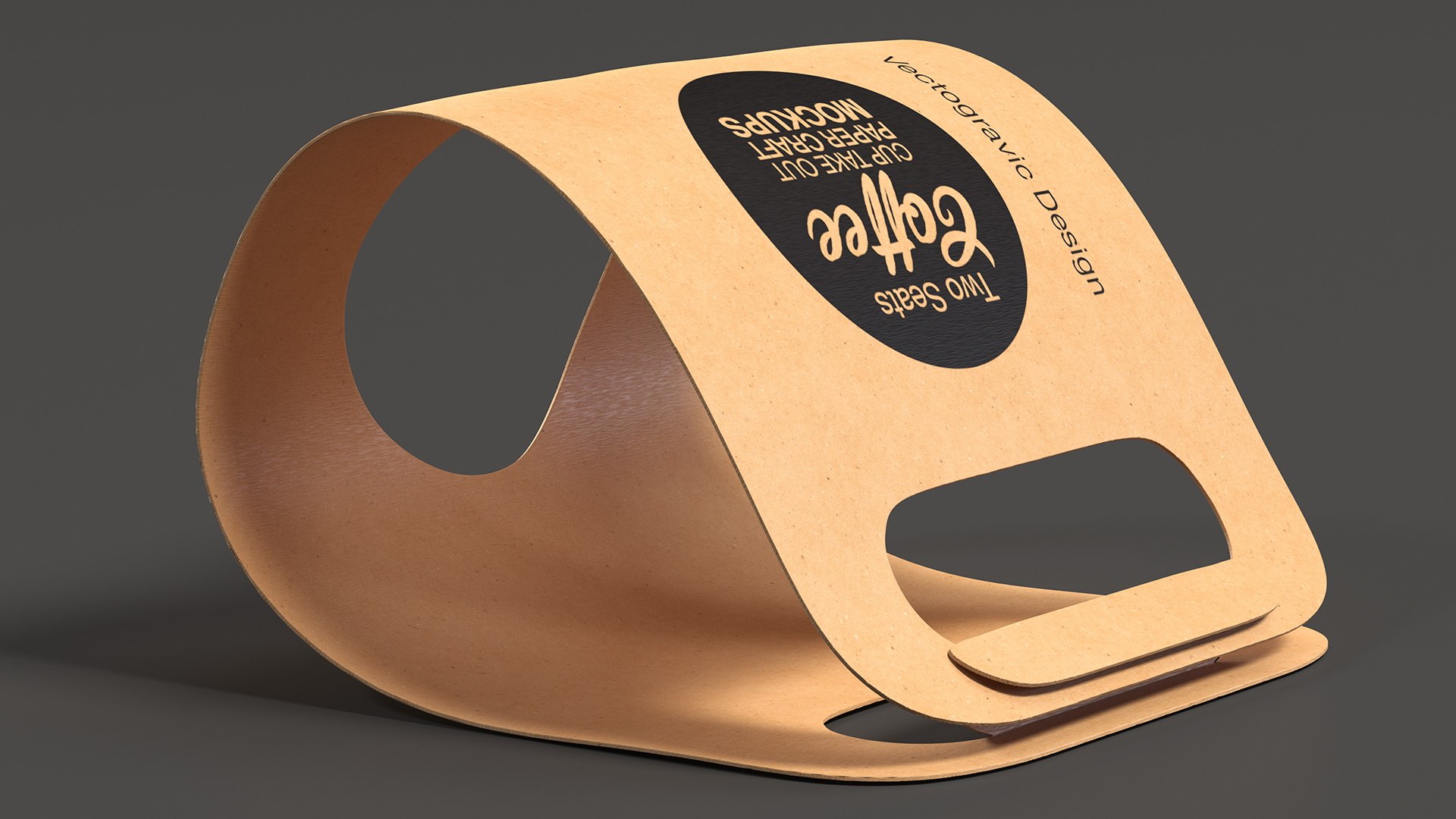 Mockup Kraft Paper Cup Holder One Cup 3D - TurboSquid 1967474
