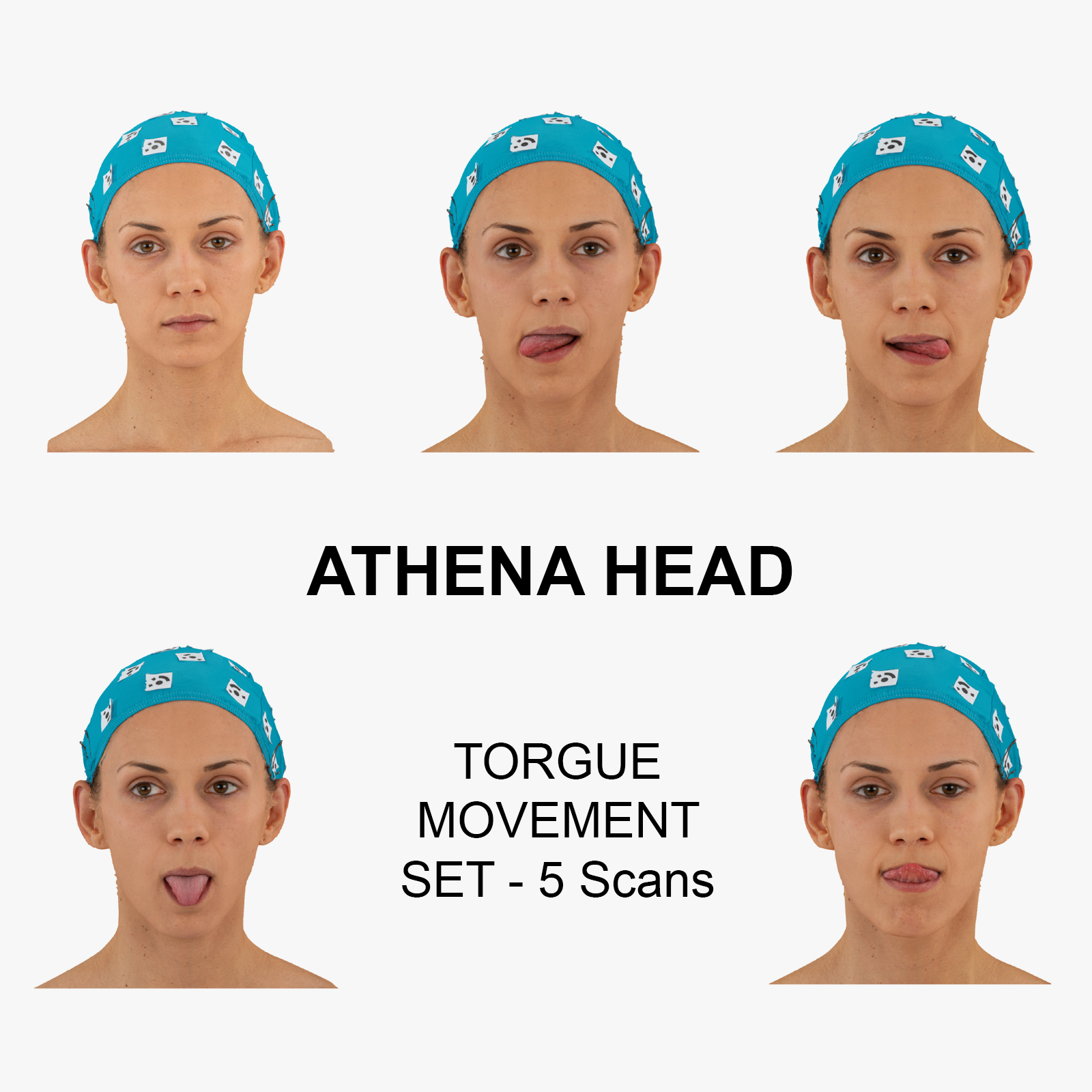 Athena RAW Scans Tongue Movement Set - 5 Poses Collection 3D model ...