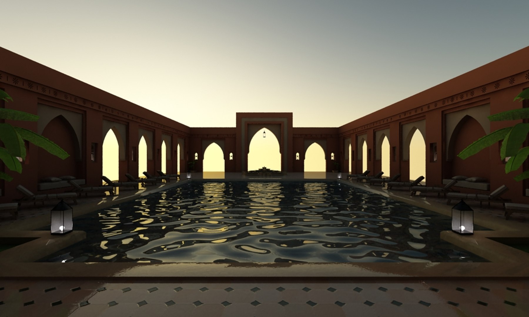 3D Traditional Moroccan Pool Marrakech Model - TurboSquid 1298792
