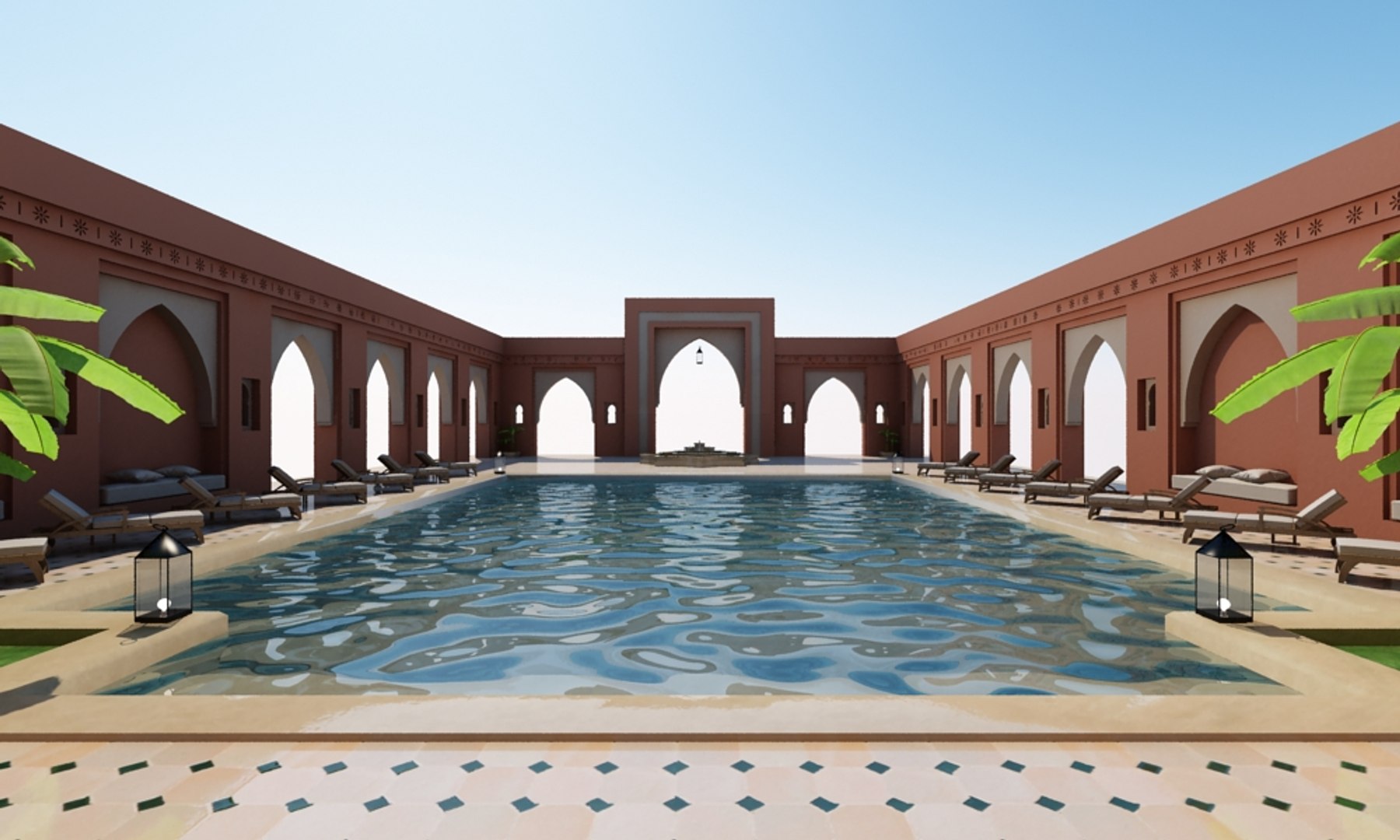 3D Traditional Moroccan Pool Marrakech Model - TurboSquid 1298792