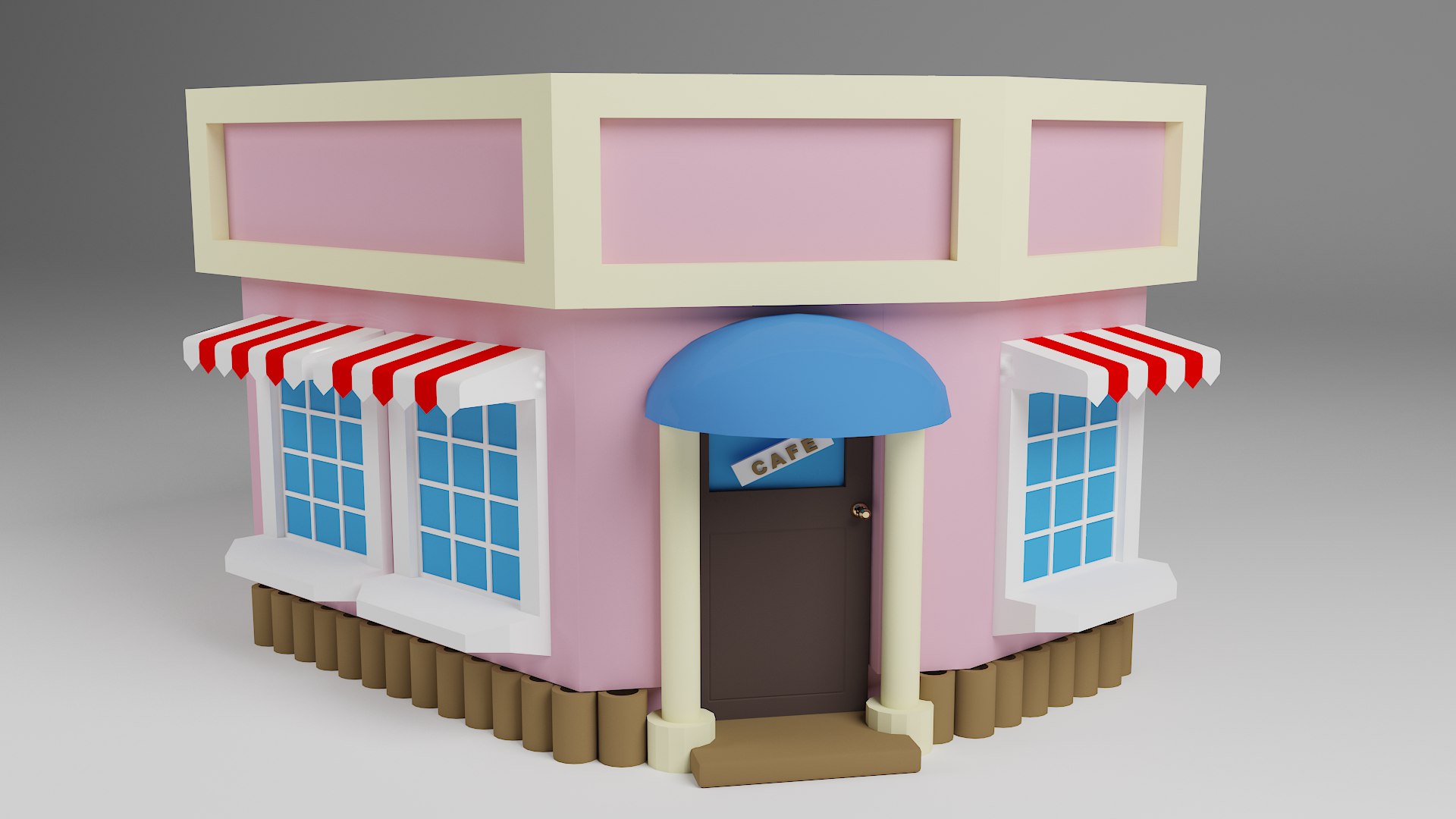 CARTOON LOW POLY CAFE Model - TurboSquid 1957411