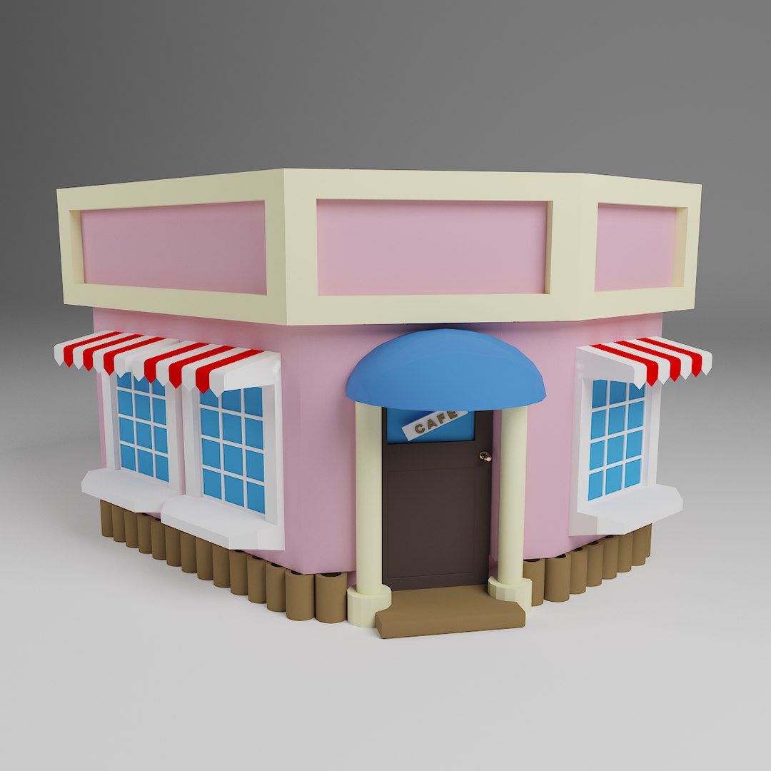 CARTOON LOW POLY CAFE Model - TurboSquid 1957411