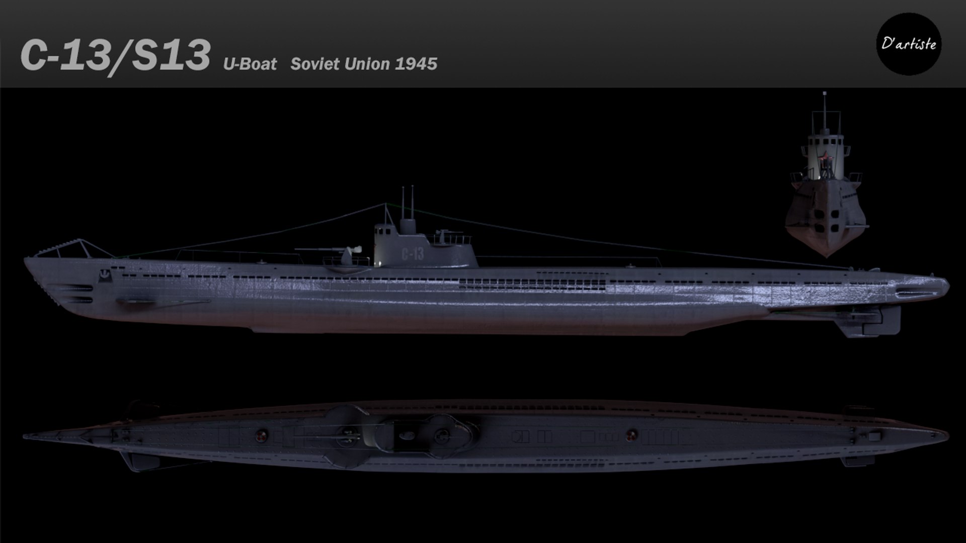 Soviet Submarine S-13 C-13 3d Model