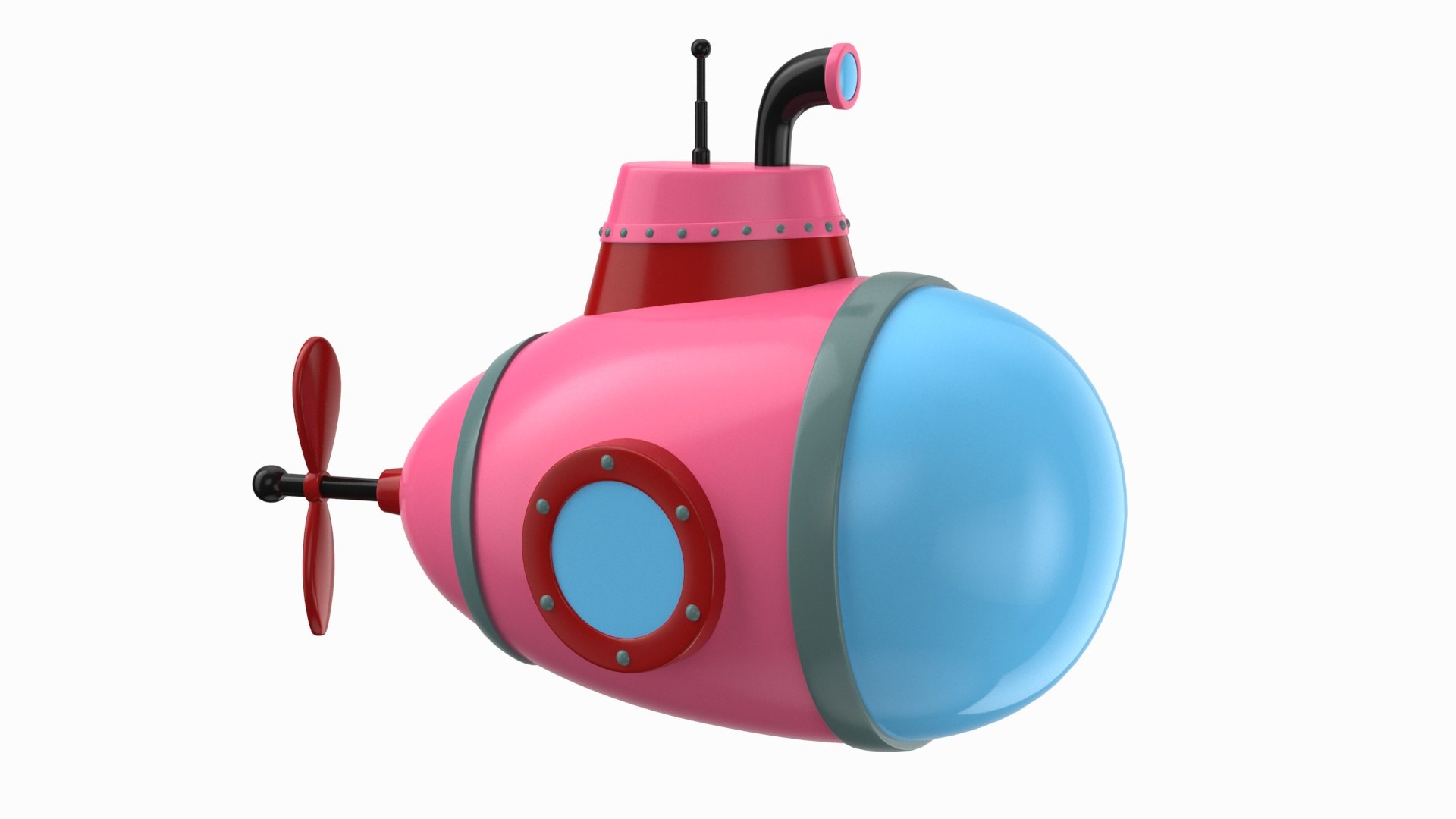 3D Model Cartoon Style Submarine Pink - TurboSquid 2284009