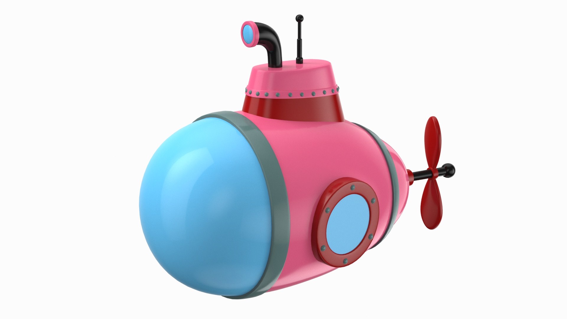 3D Model Cartoon Style Submarine Pink - TurboSquid 2284009