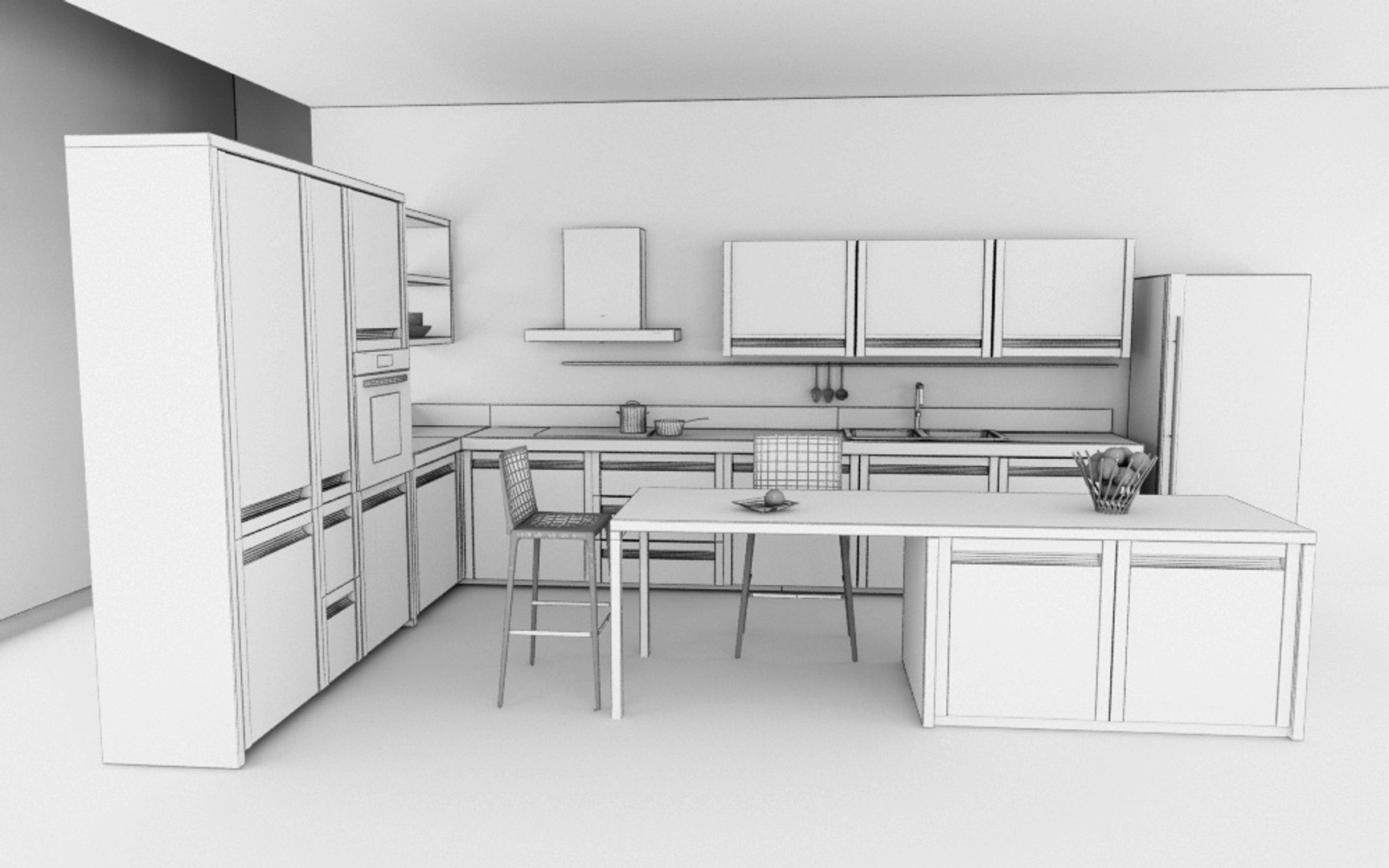 3d kitchen set 02 model