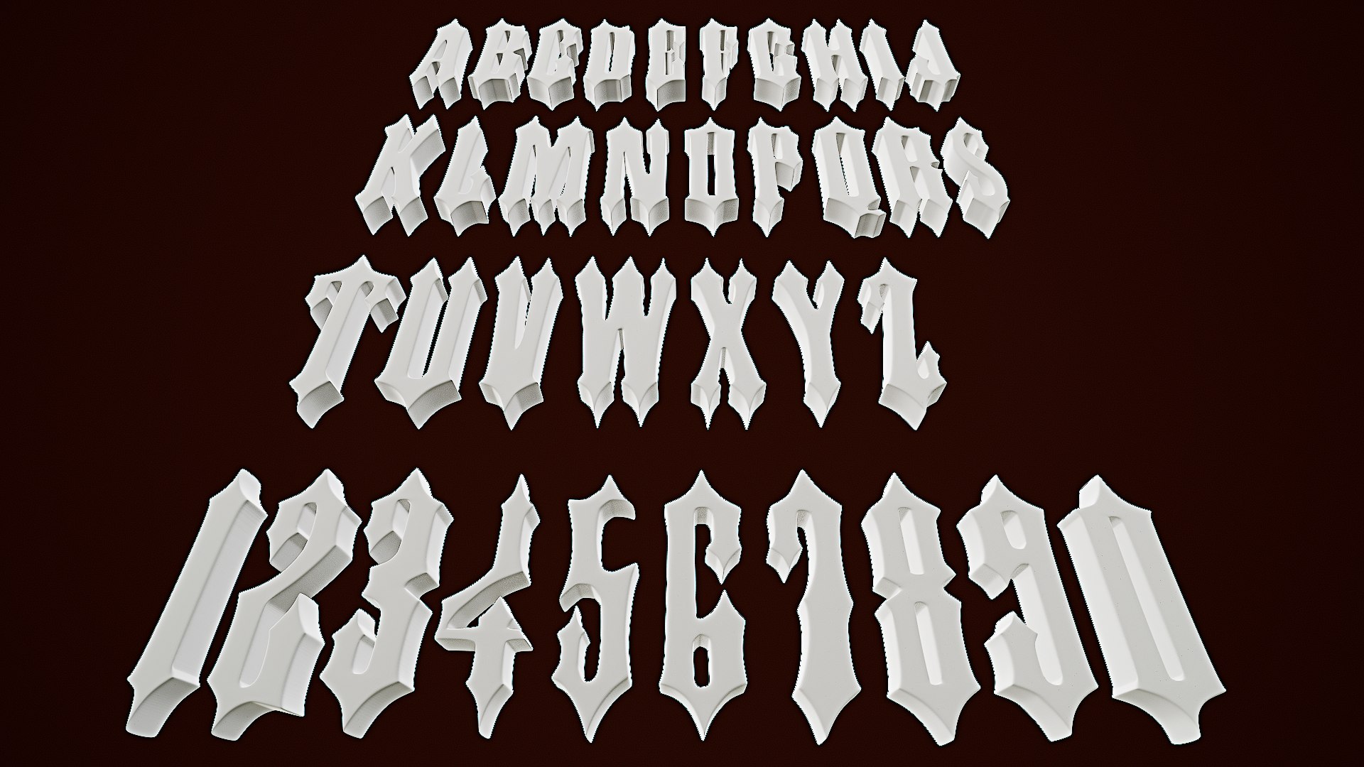 3D Model Stylize Gothic Font Low-poly 3D Model - TurboSquid 2049586