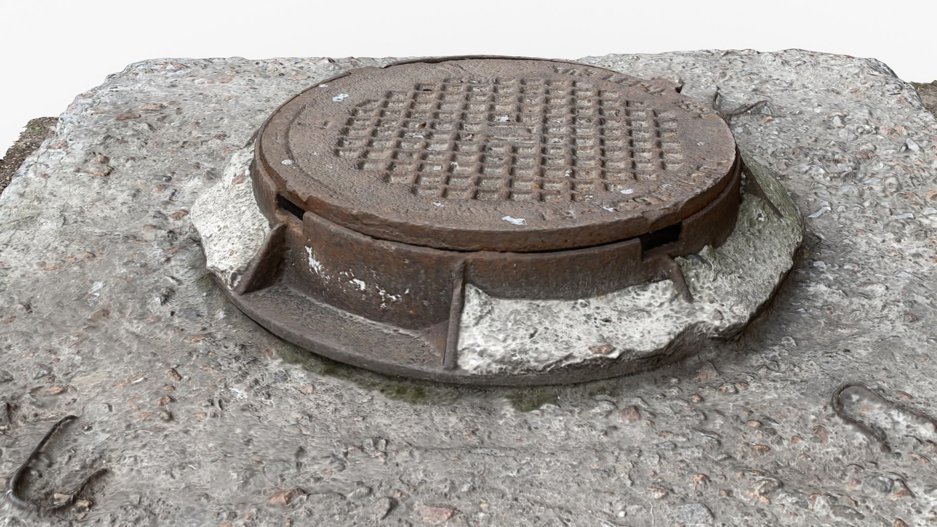 Photorealistic 3D Scan Of Manhole Hatch Cover Sewer Manhole 3D Model ...