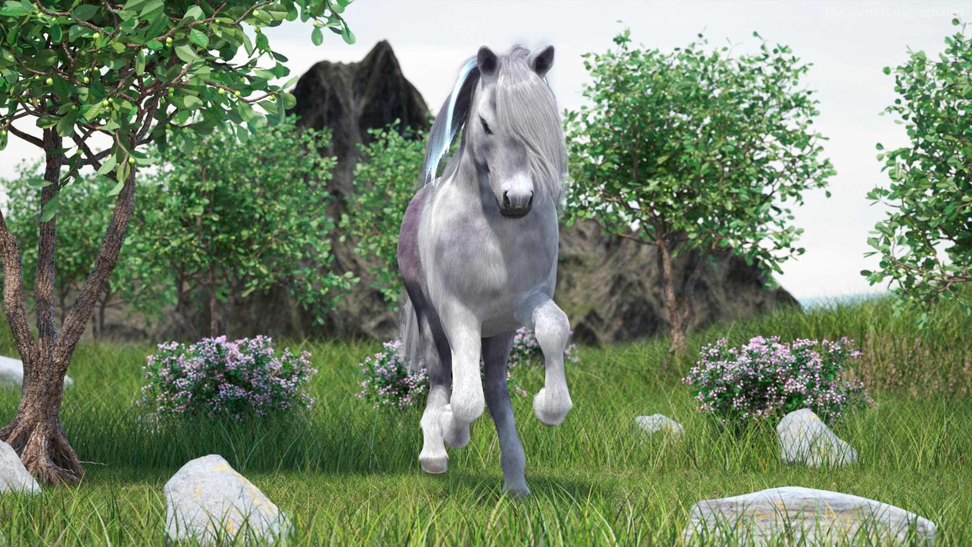 White Pony With Long Mane Fur Rigged 3D Model - TurboSquid 2237077