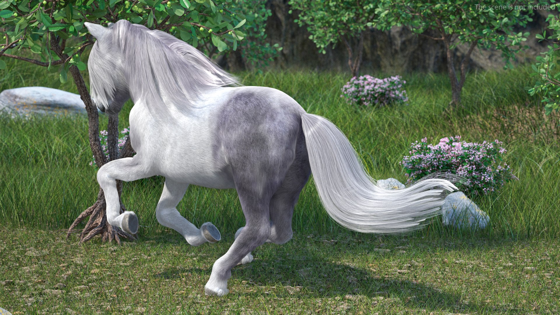 White Pony With Long Mane Fur Rigged 3D Model - TurboSquid 2237077