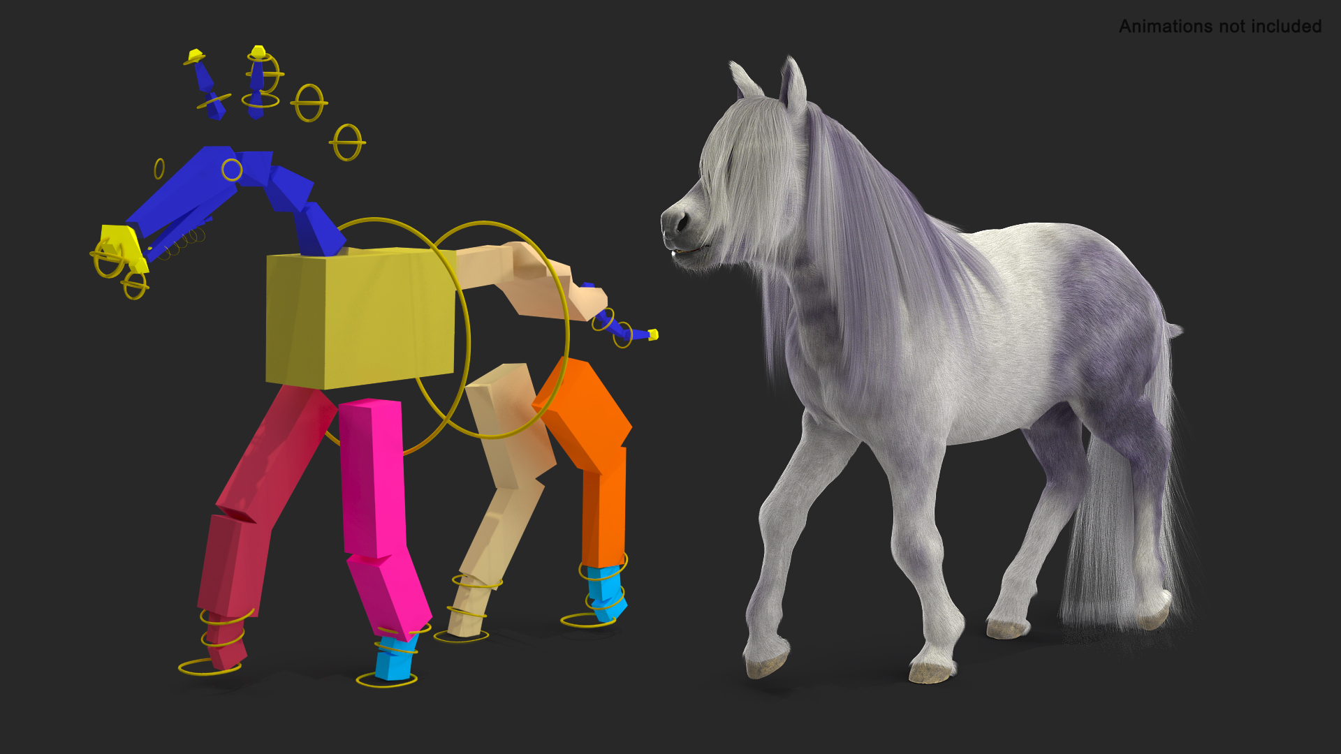 White Pony With Long Mane Fur Rigged 3D Model - TurboSquid 2237077