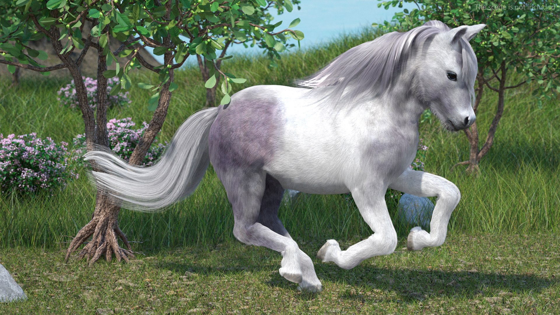 White Pony With Long Mane Fur Rigged 3D Model - TurboSquid 2237077