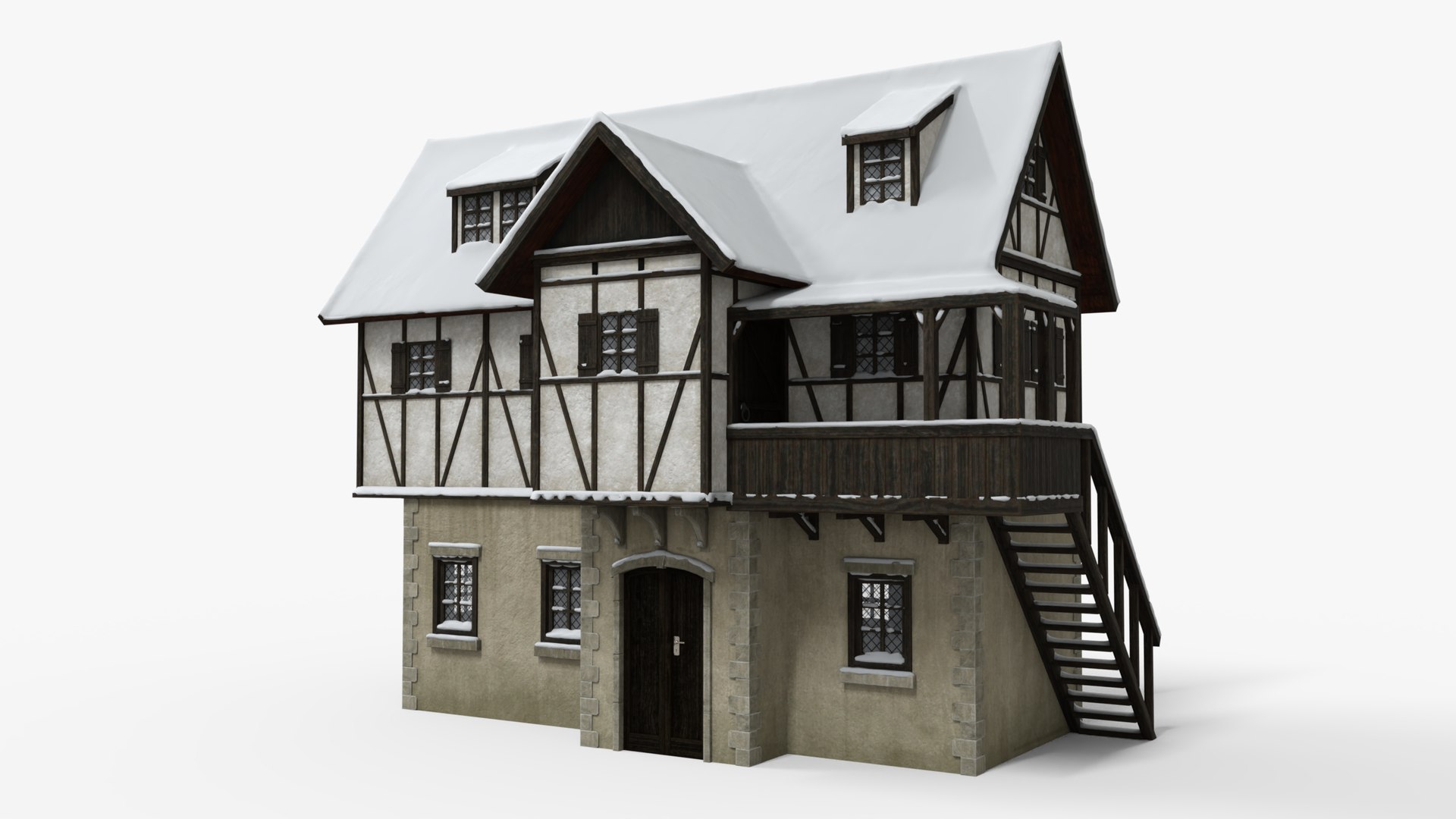 Timber Winter House 3D Model - TurboSquid 2323281