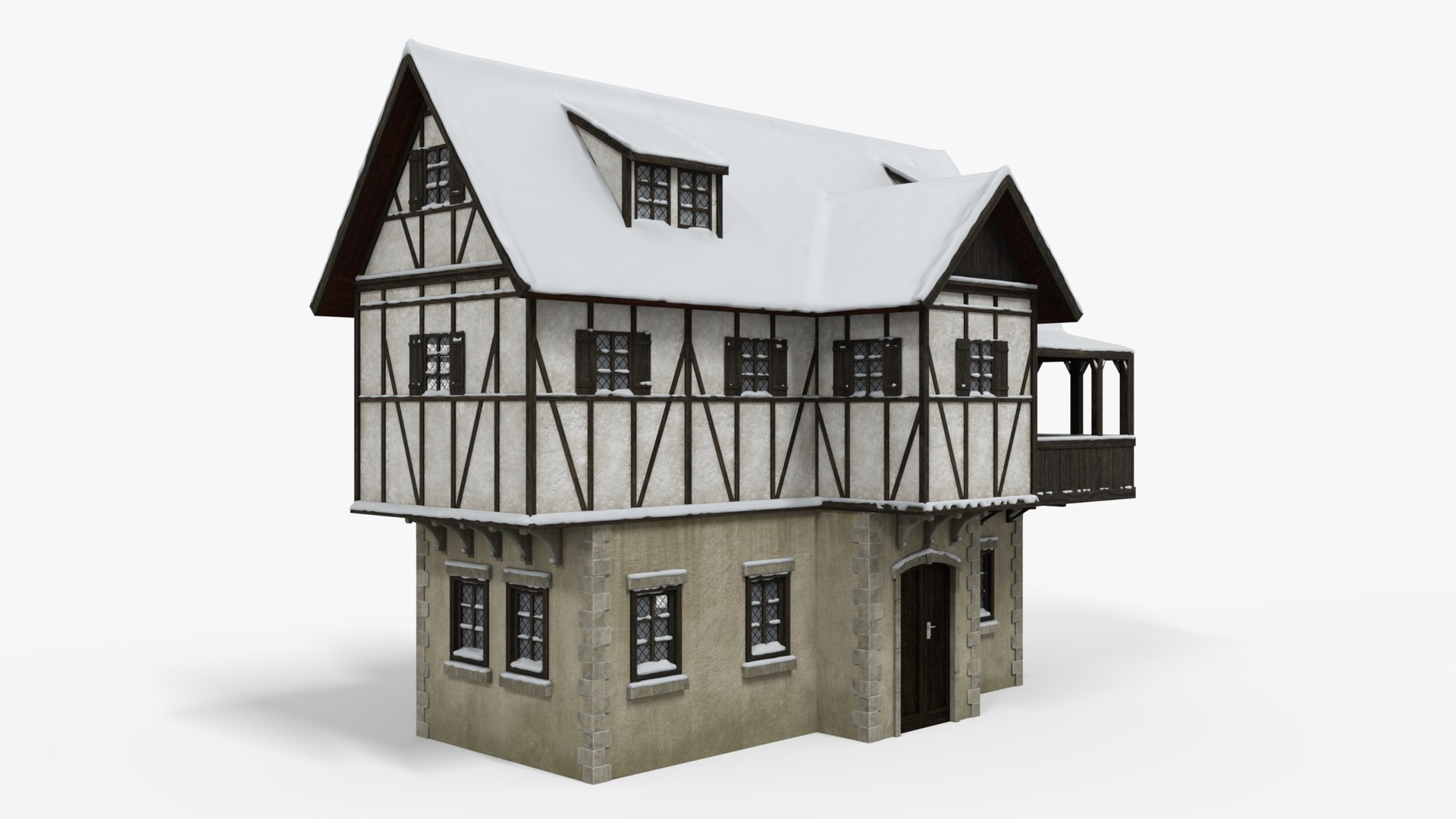 Timber Winter House 3D Model - TurboSquid 2323281