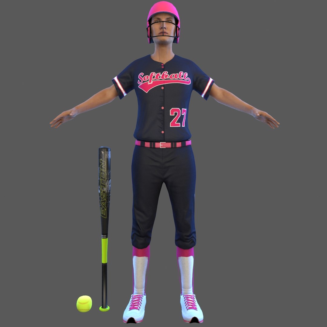 3D Softball 1 Bat Ball - TurboSquid 1470662