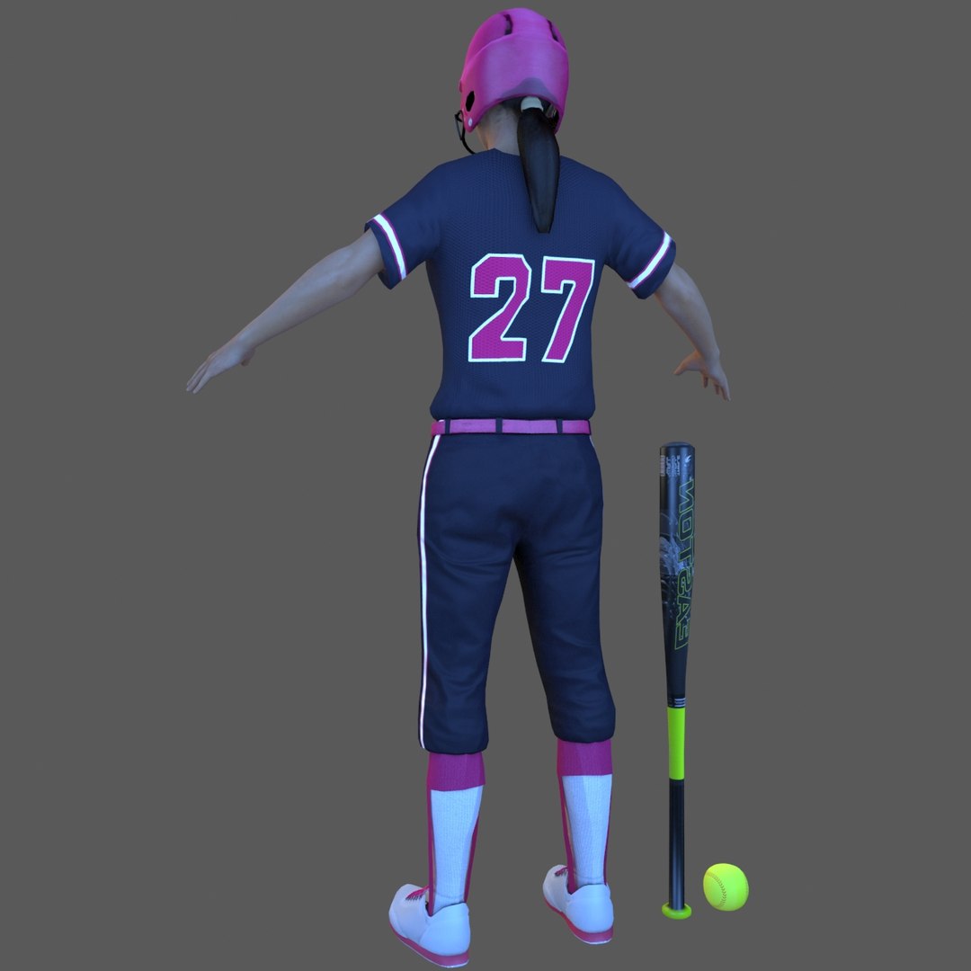 3D Softball 1 Bat Ball - TurboSquid 1470662