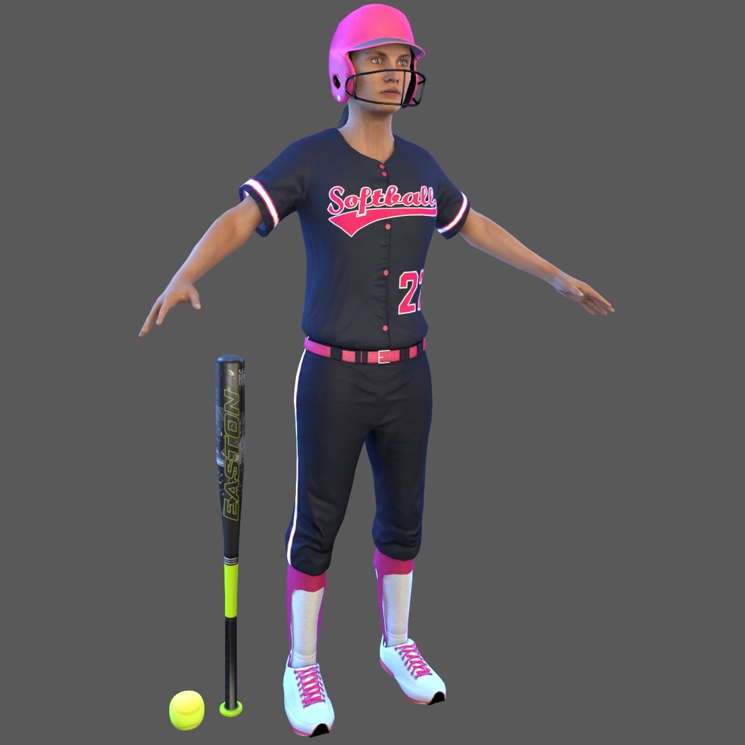 3D Softball 1 Bat Ball - TurboSquid 1470662
