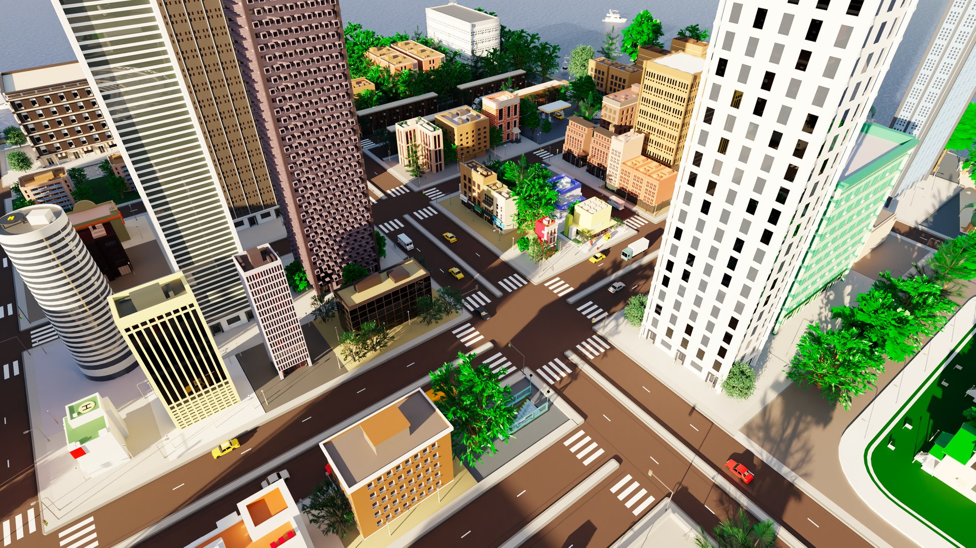 3D model Low Poly Cityscape Complete Set 3D Model - TurboSquid 2136954