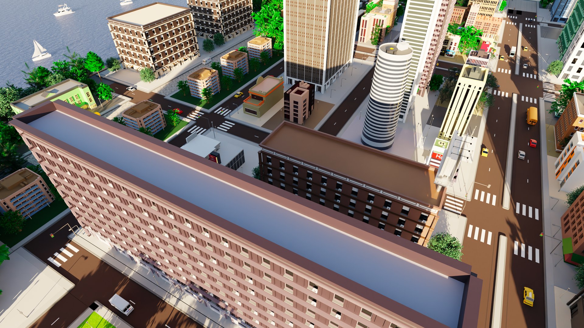 3D model Low Poly Cityscape Complete Set 3D Model - TurboSquid 2136954