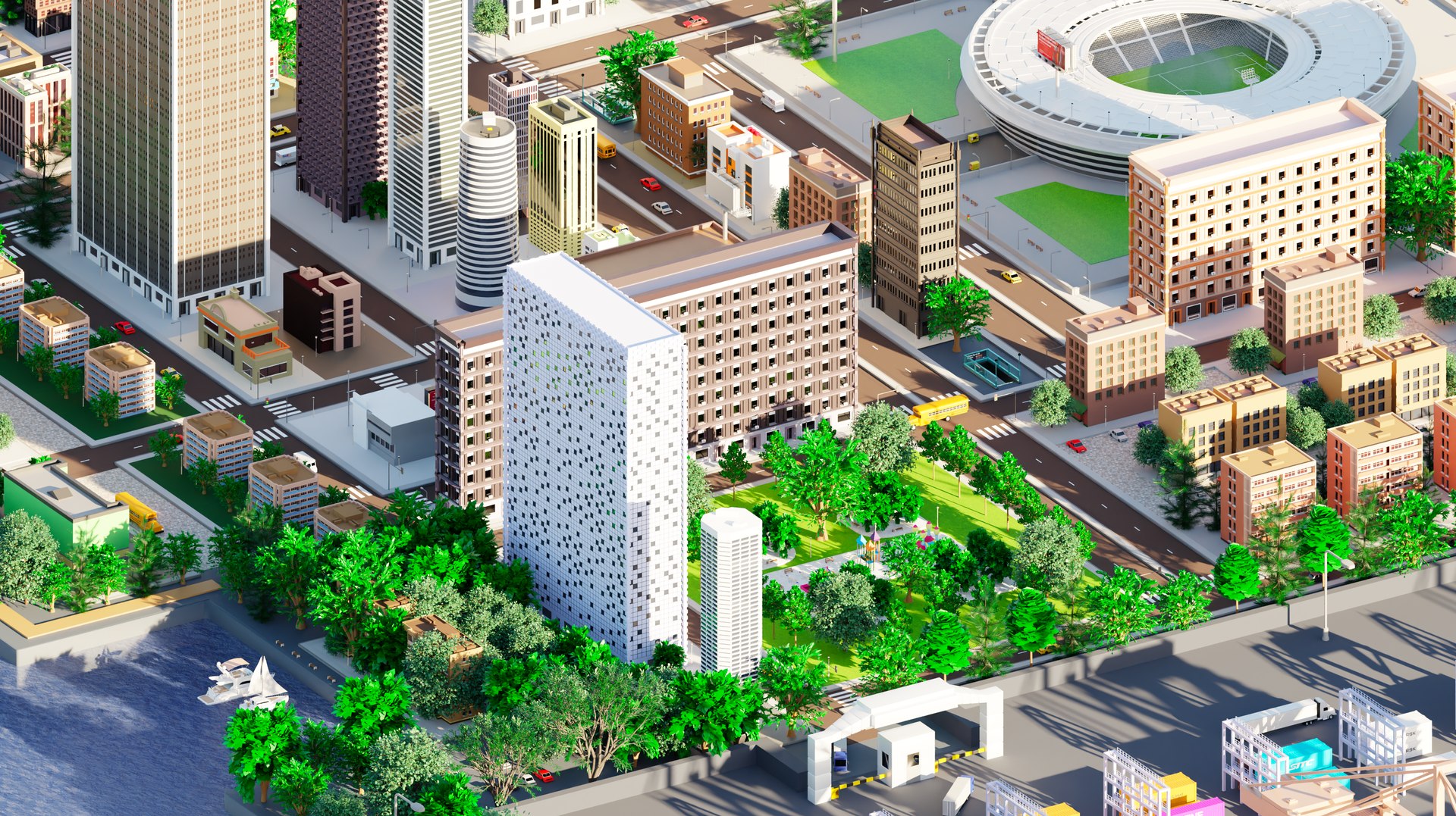 3D model Low Poly Cityscape Complete Set 3D Model - TurboSquid 2136954