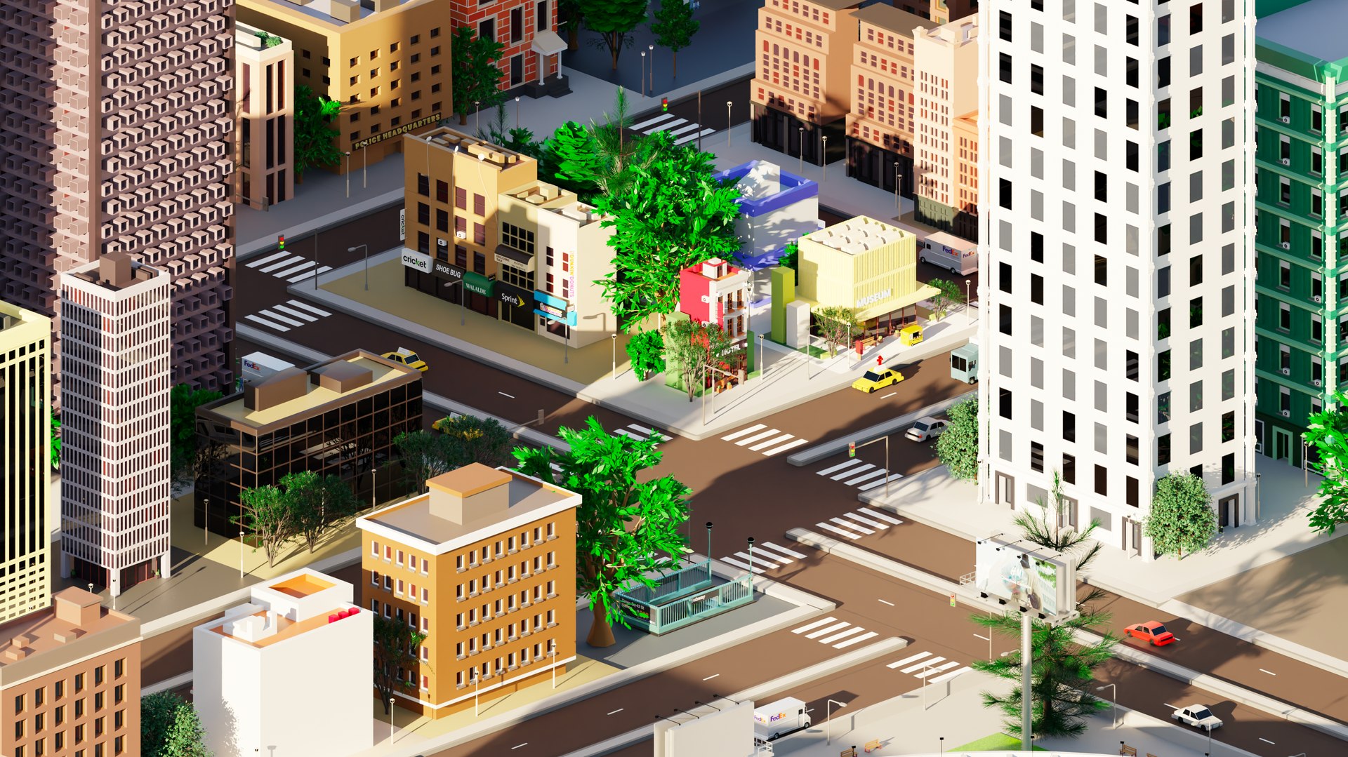 3D model Low Poly Cityscape Complete Set 3D Model - TurboSquid 2136954
