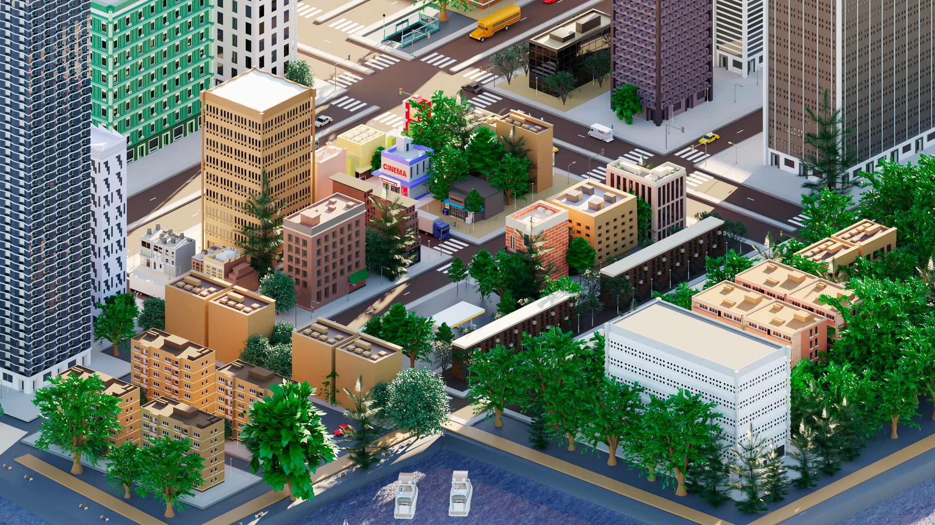 3D model Low Poly Cityscape Complete Set 3D Model - TurboSquid 2136954
