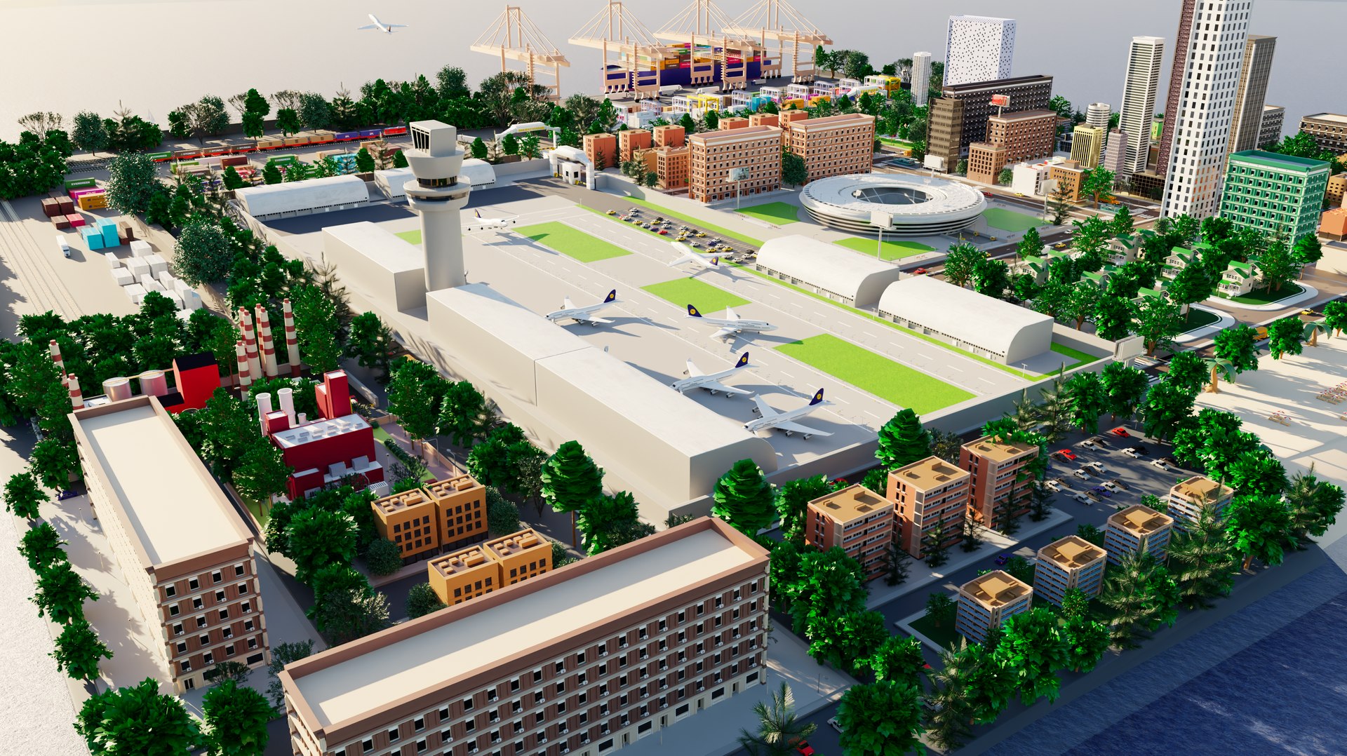 3D model Low Poly Cityscape Complete Set 3D Model - TurboSquid 2136954