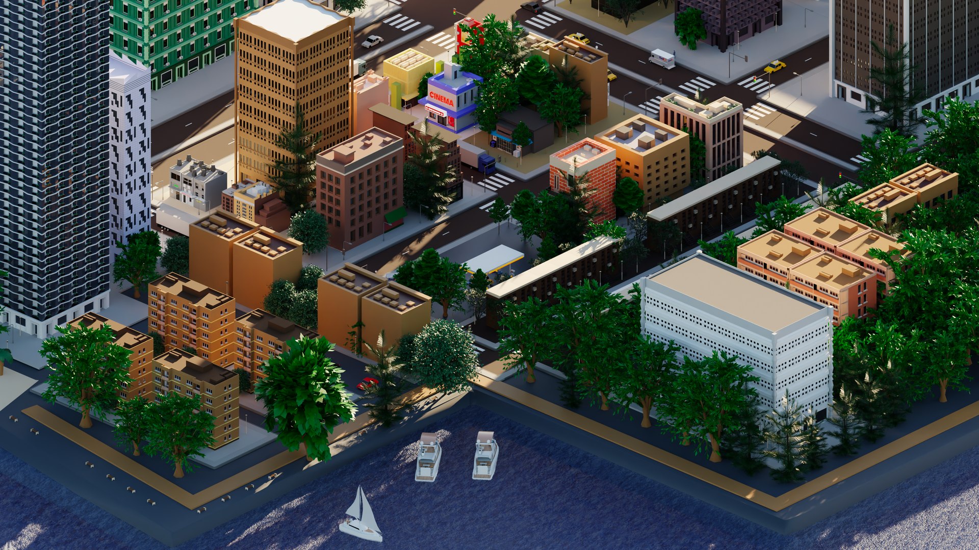 3D model Low Poly Cityscape Complete Set 3D Model - TurboSquid 2136954
