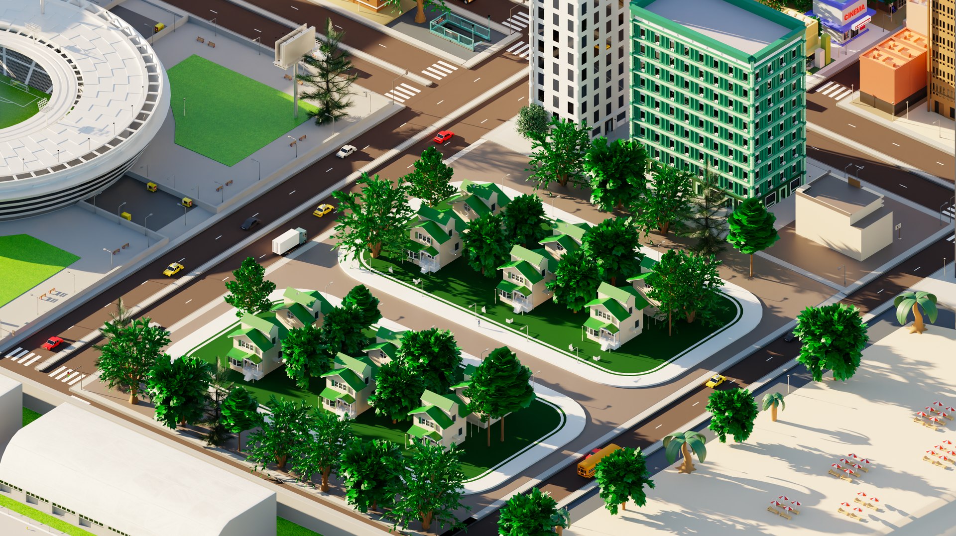 3D model Low Poly Cityscape Complete Set 3D Model - TurboSquid 2136954