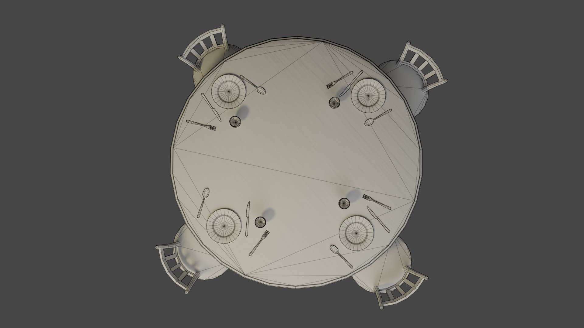 Round Table And Chairs - Low Poly 3D Model - TurboSquid 2178210