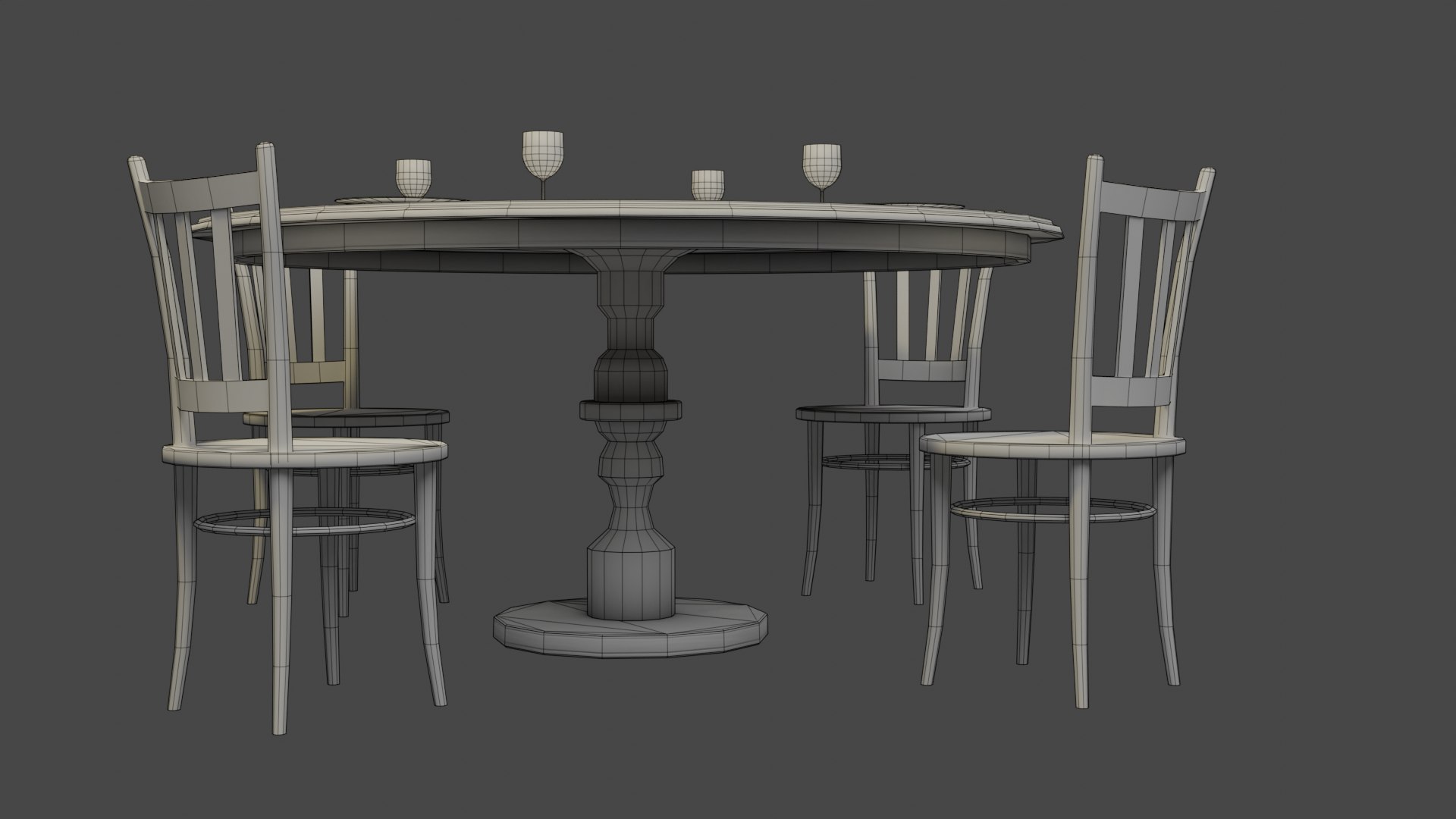 Round Table And Chairs - Low Poly 3D Model - TurboSquid 2178210