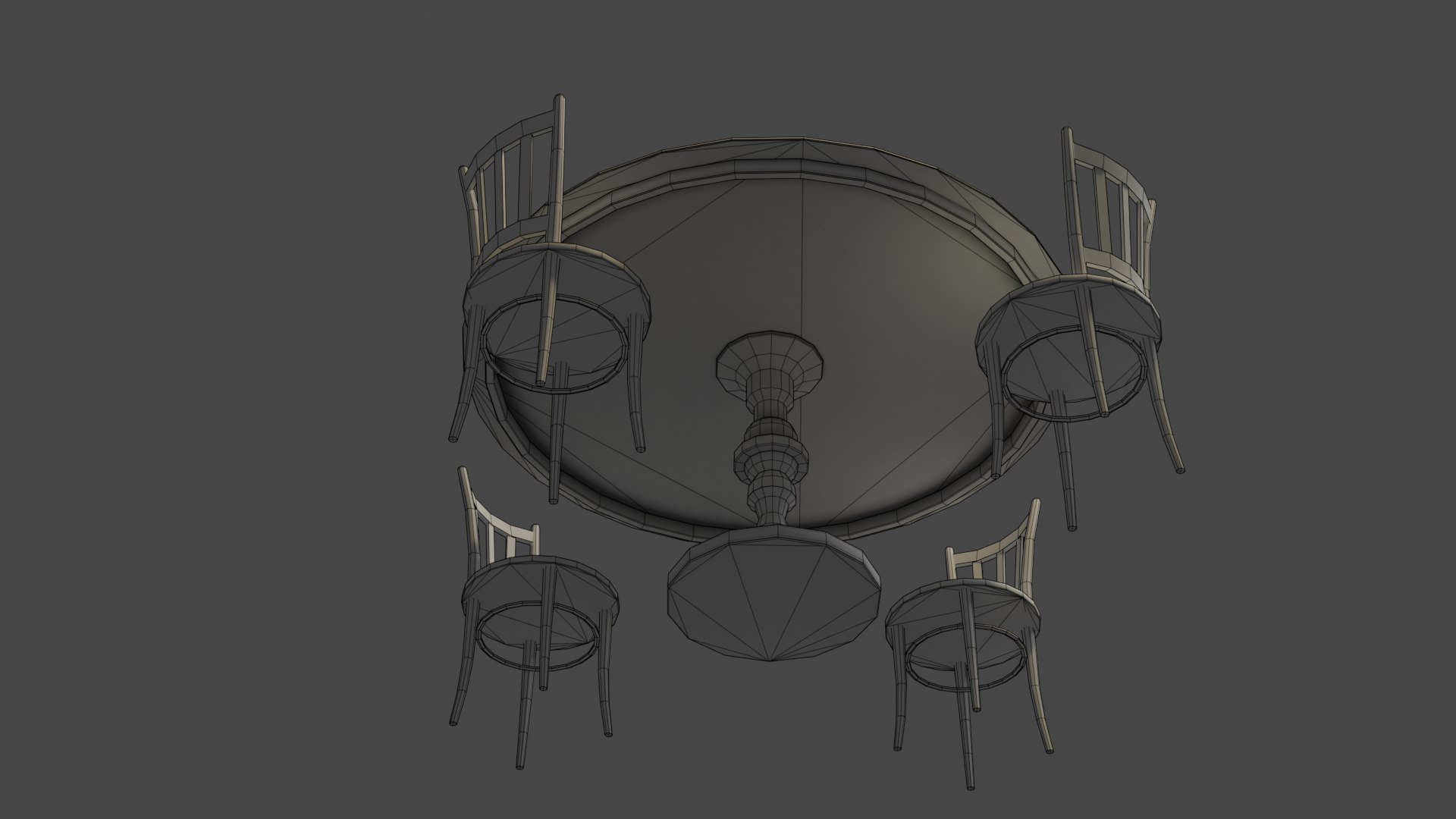 Round Table And Chairs - Low Poly 3D Model - TurboSquid 2178210