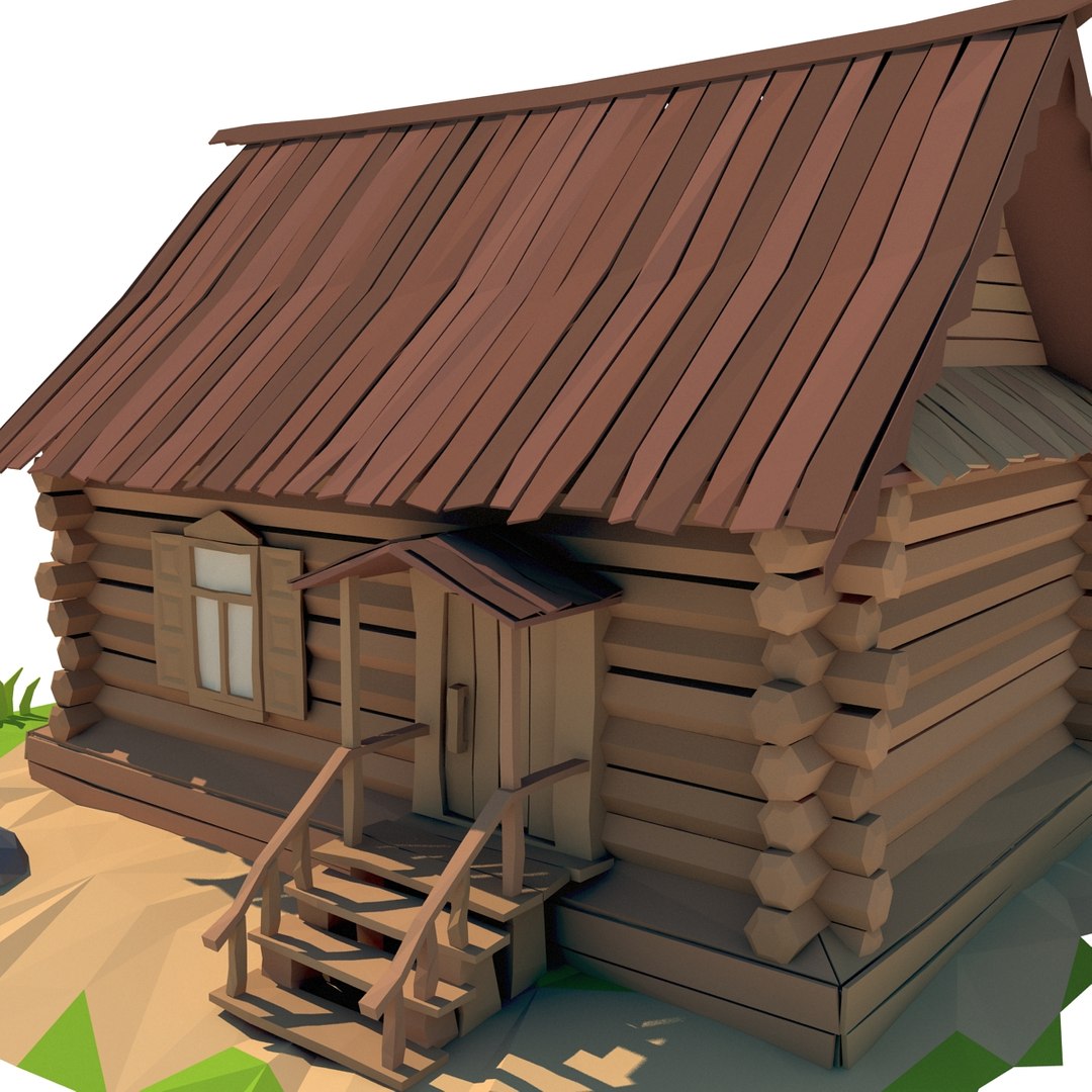 wooden house cartoon 3d max