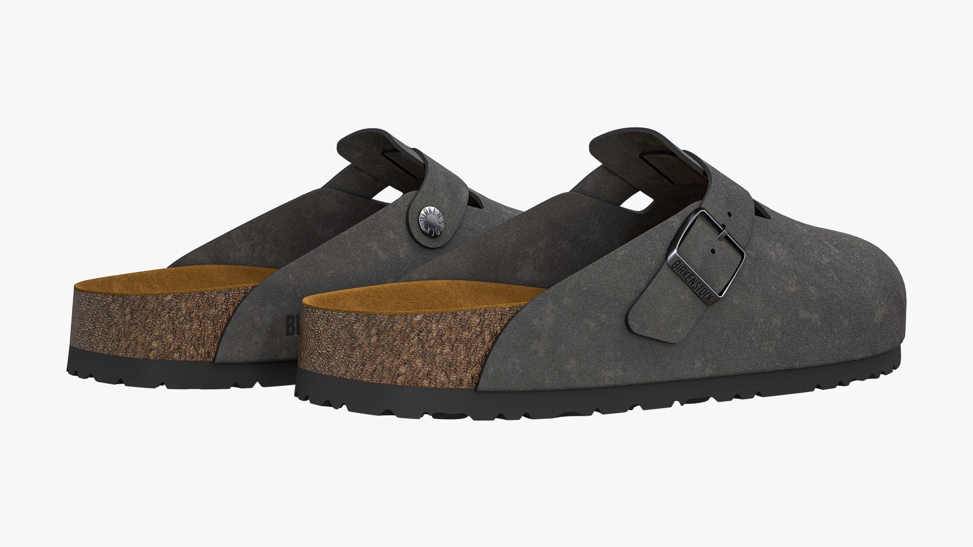 Birkenstock Boston Grey Suede Model - TurboSquid 2142552