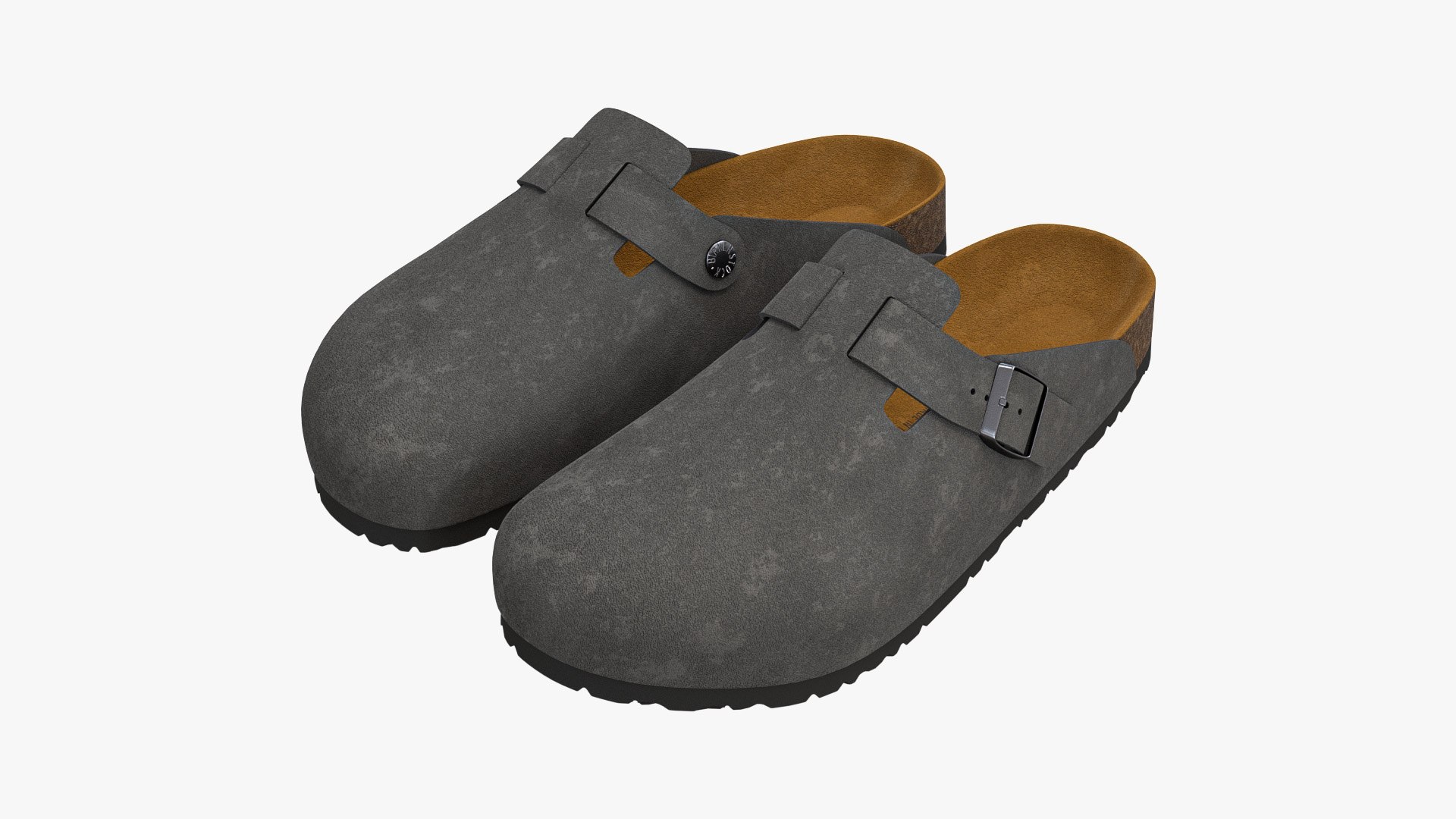 Birkenstock Boston Grey Suede Model - TurboSquid 2142552