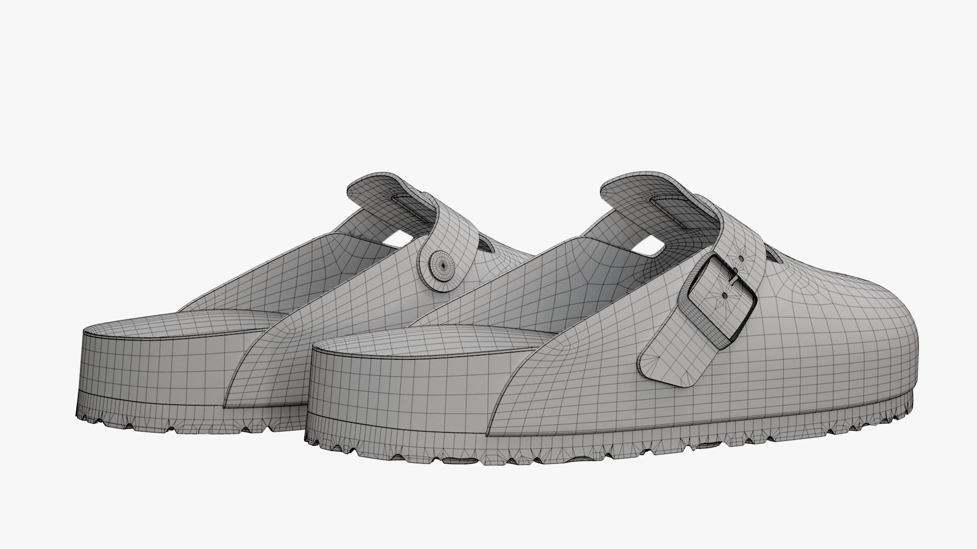 Birkenstock Boston Grey Suede Model - TurboSquid 2142552