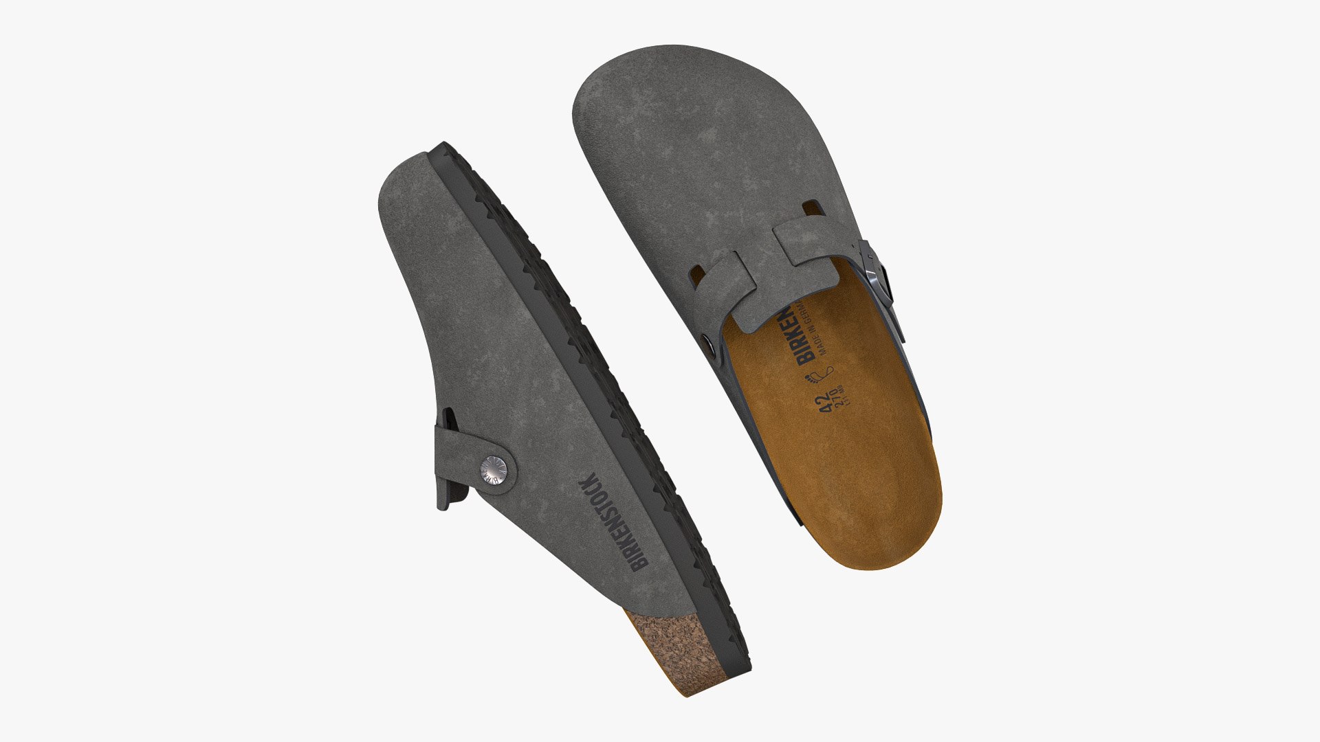 Birkenstock Boston Grey Suede Model - TurboSquid 2142552