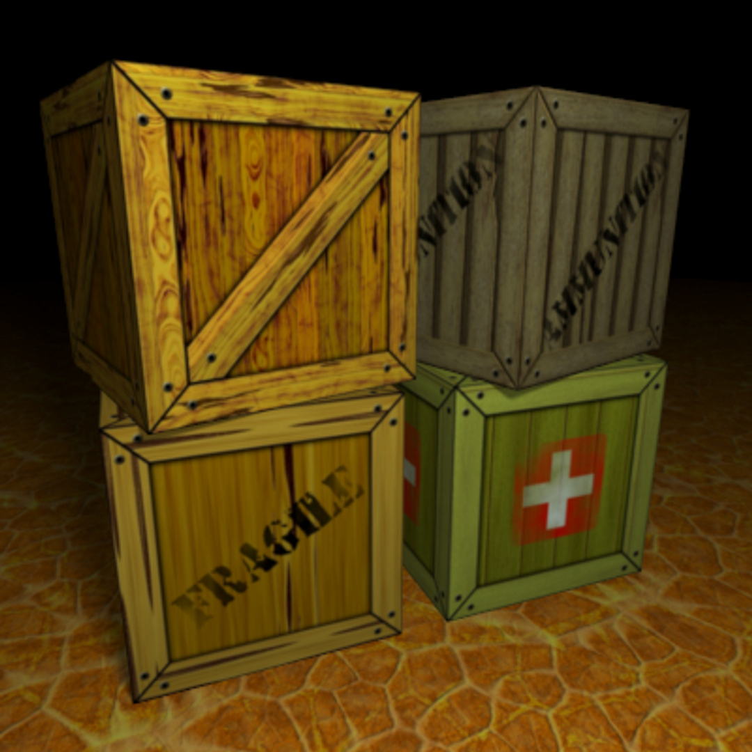 free 4 crate box 3d model