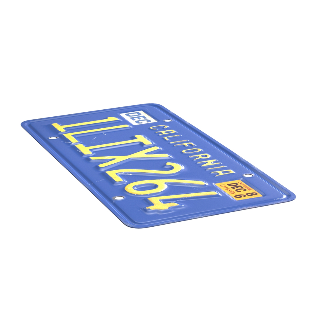 3d license plate california model
