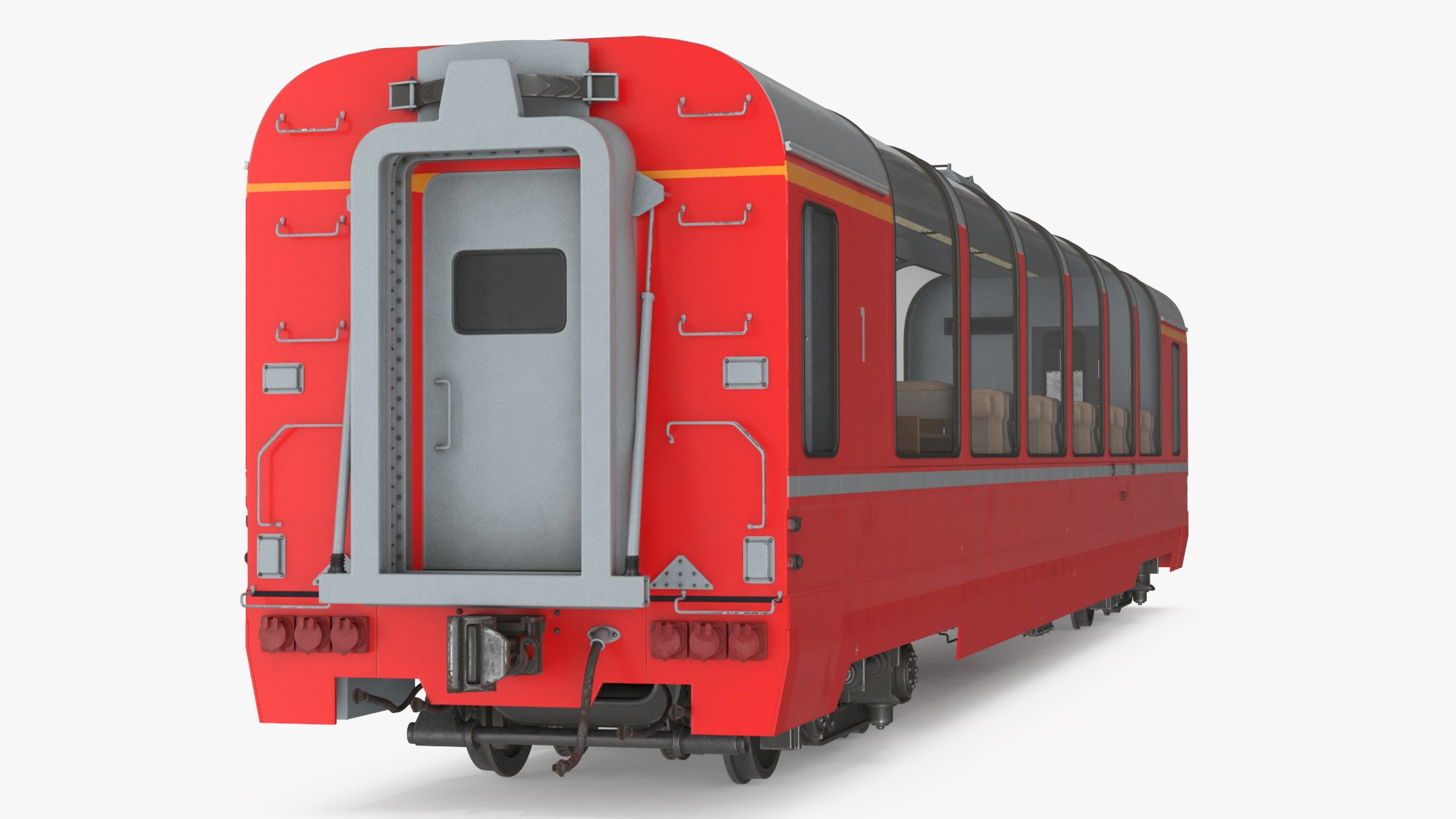 3D Panoramic First-Class Passenger Railcar Red With Interior Model ...