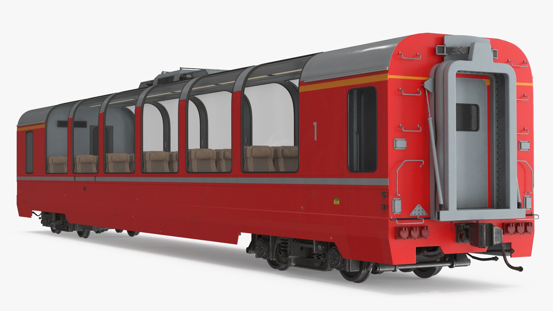 3D Panoramic First-Class Passenger Railcar Red With Interior Model ...