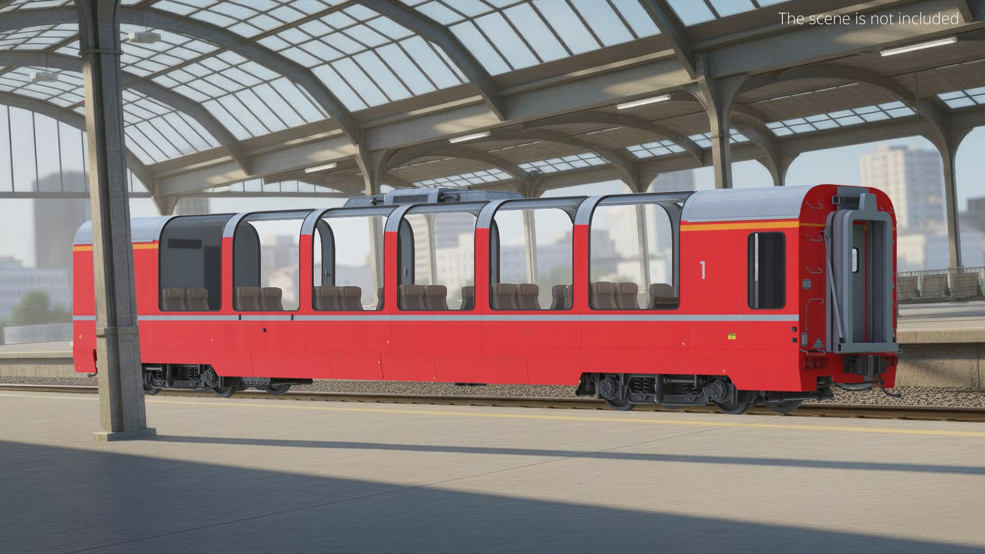 3D Panoramic First-Class Passenger Railcar Red With Interior Model ...