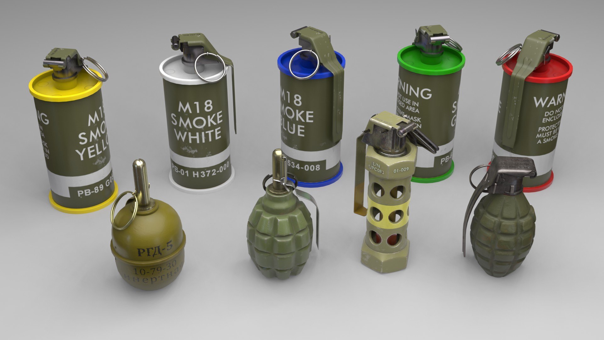3D model Grenades Pack Game-Ready - TurboSquid 1815816