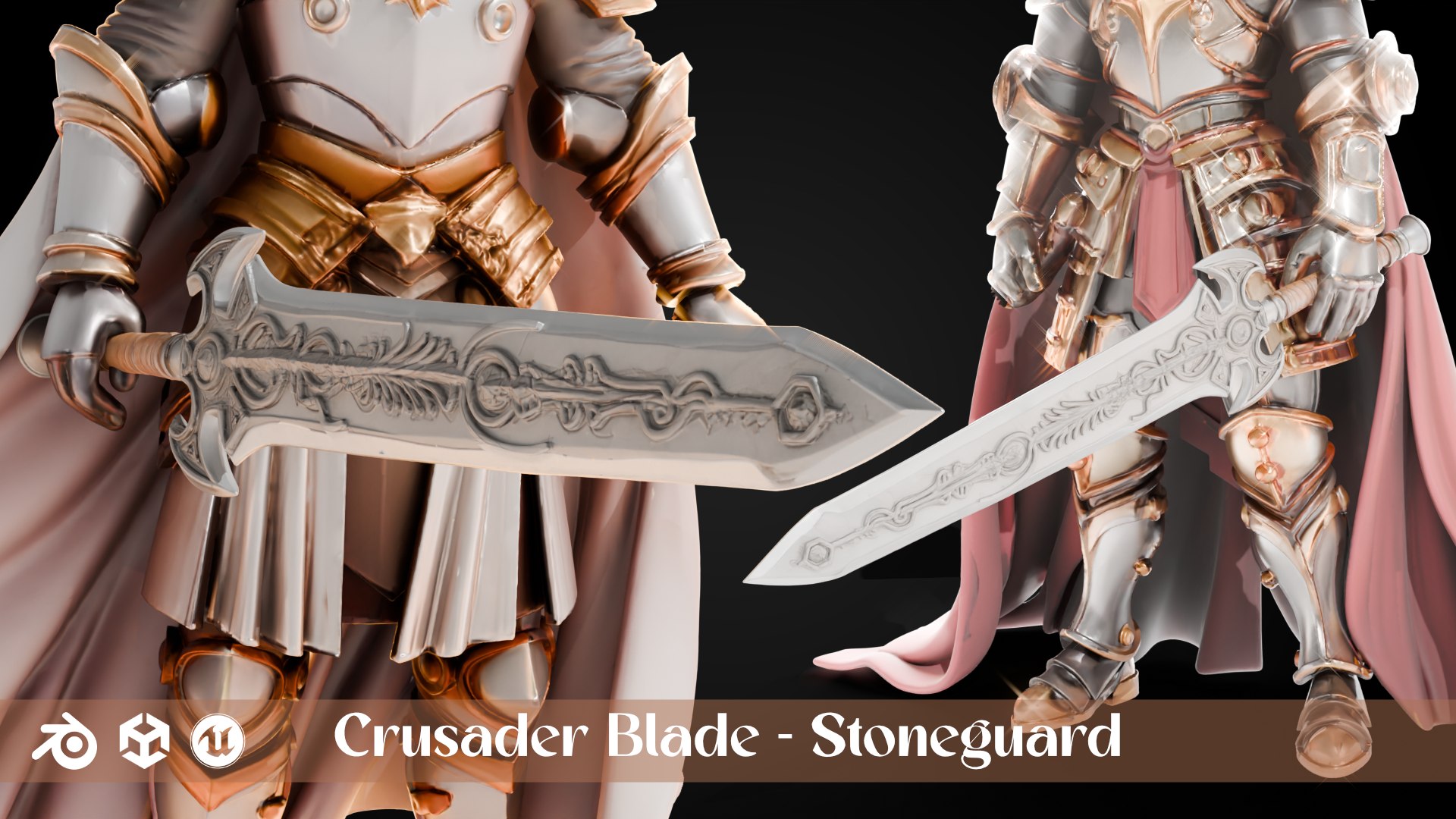 3D Stylized Knight Sword - Crusader Blade - Stoneguard - TurboSquid 2426021