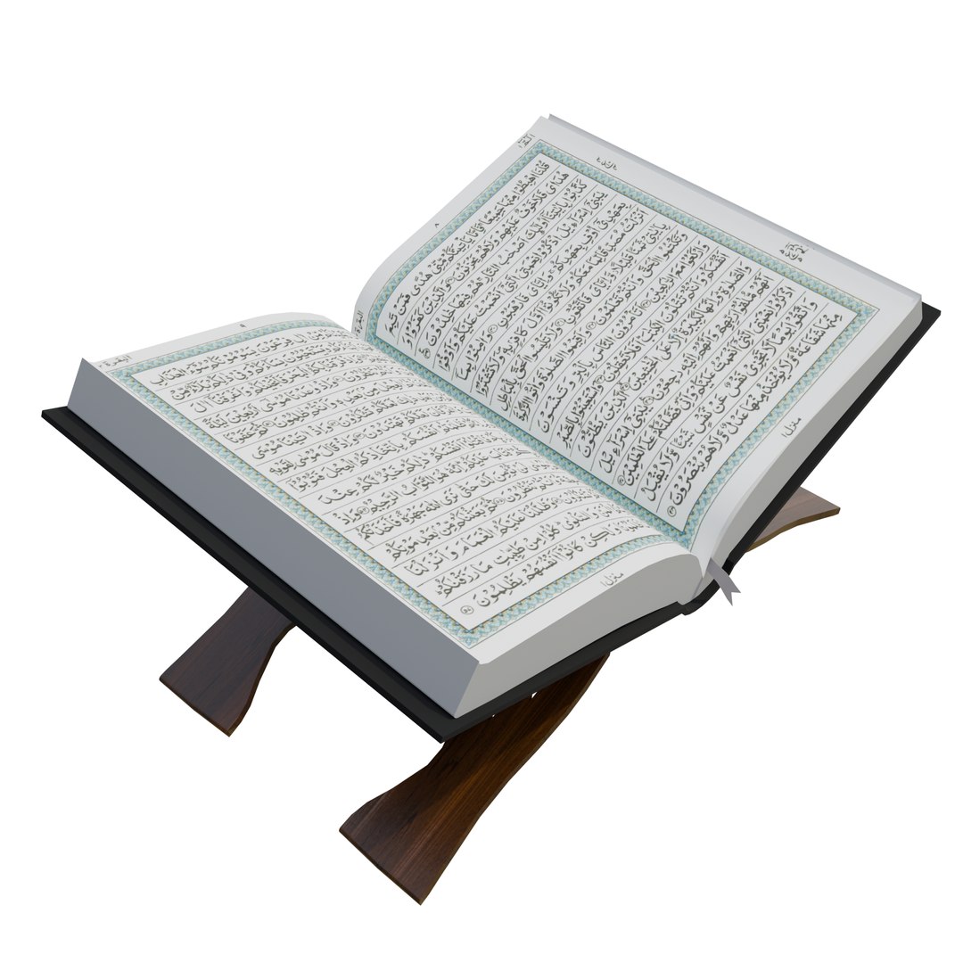 Free 3D Holy Quran With Wooden Reading Stand Rehal Islamic 3D Model ...