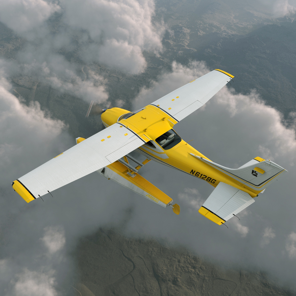 cessna 182 skylane floats 3d max